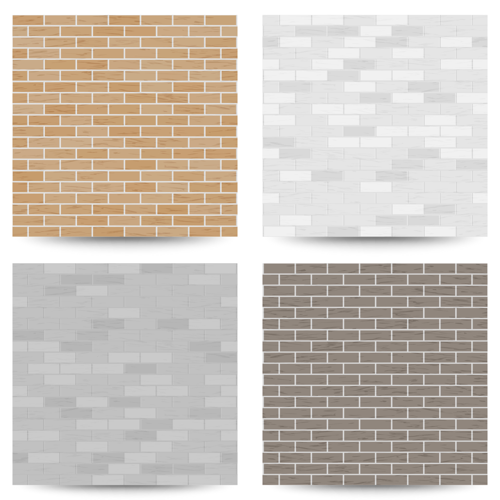 Brick Wall Seamless Pattern Set. Vector Illustration. Gray, White ...