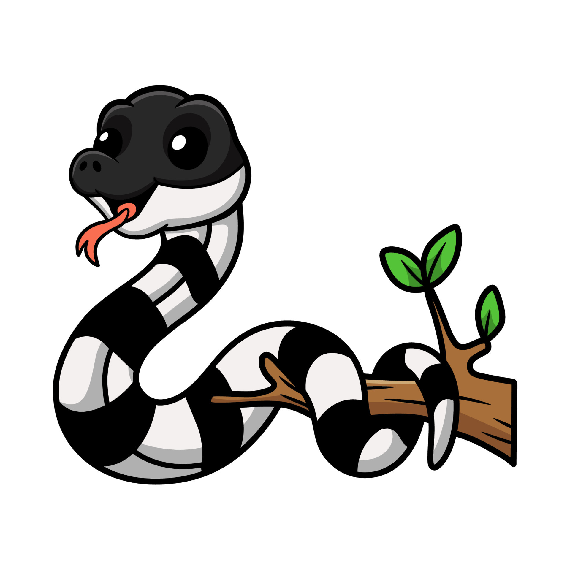 Cute banded krait snake cartoon on tree branch 17372731 Vector Art at ...