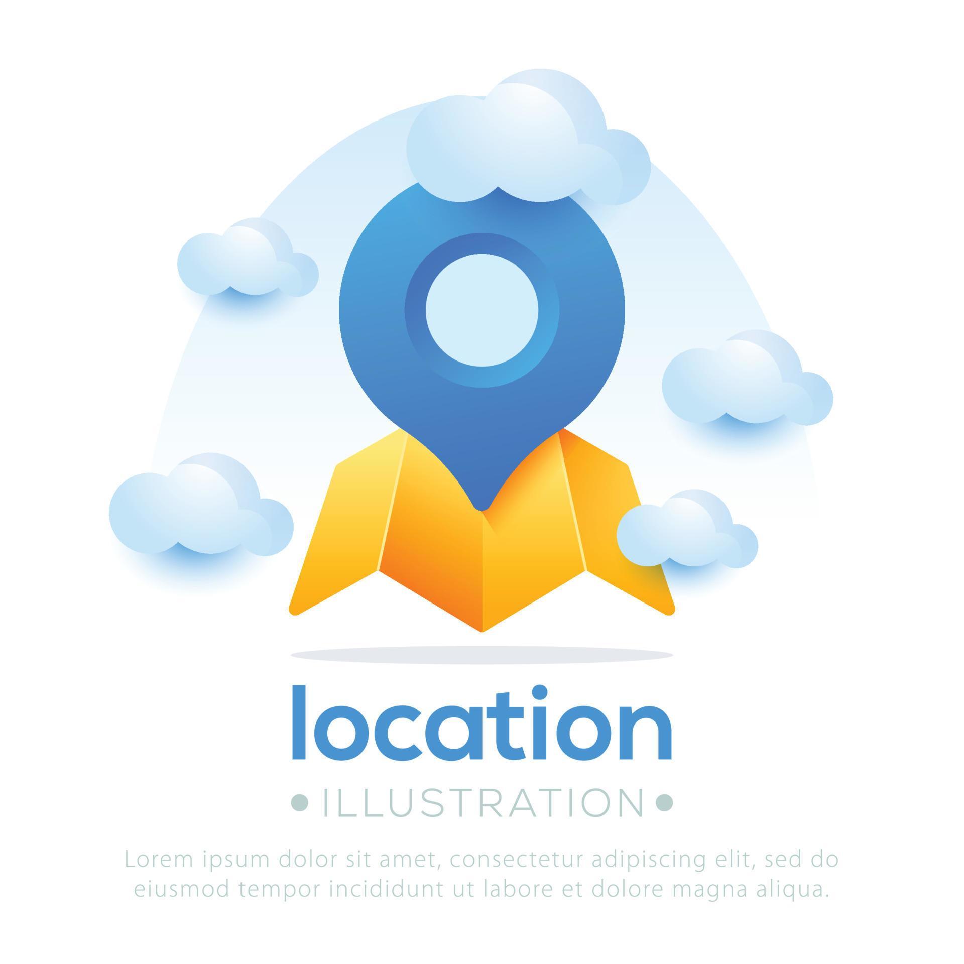 Illustration of location design. Map with pin location design 17373971 ...