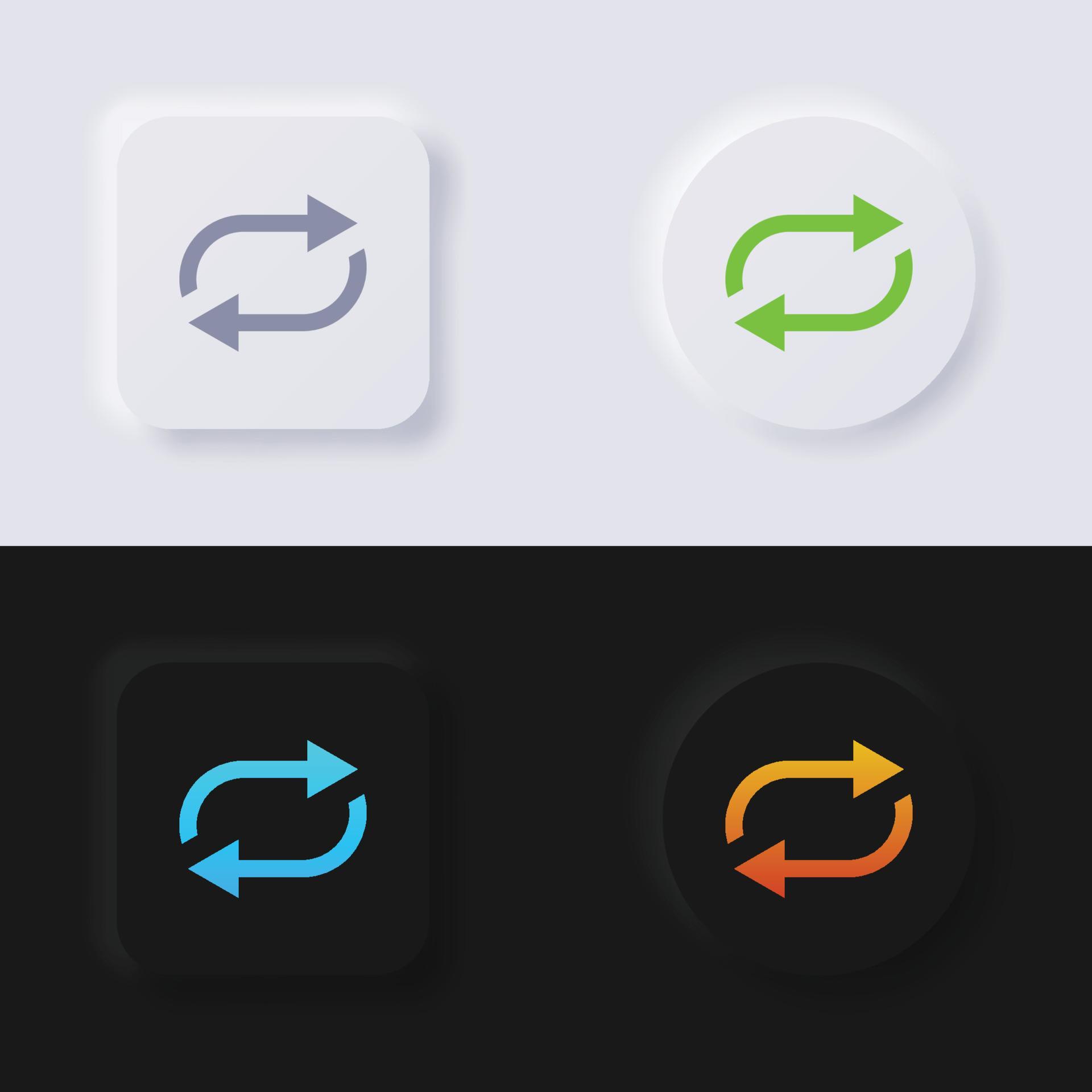 Repeat symbol button icon set, Multicolor neumorphism button soft UI Design for Web design ...