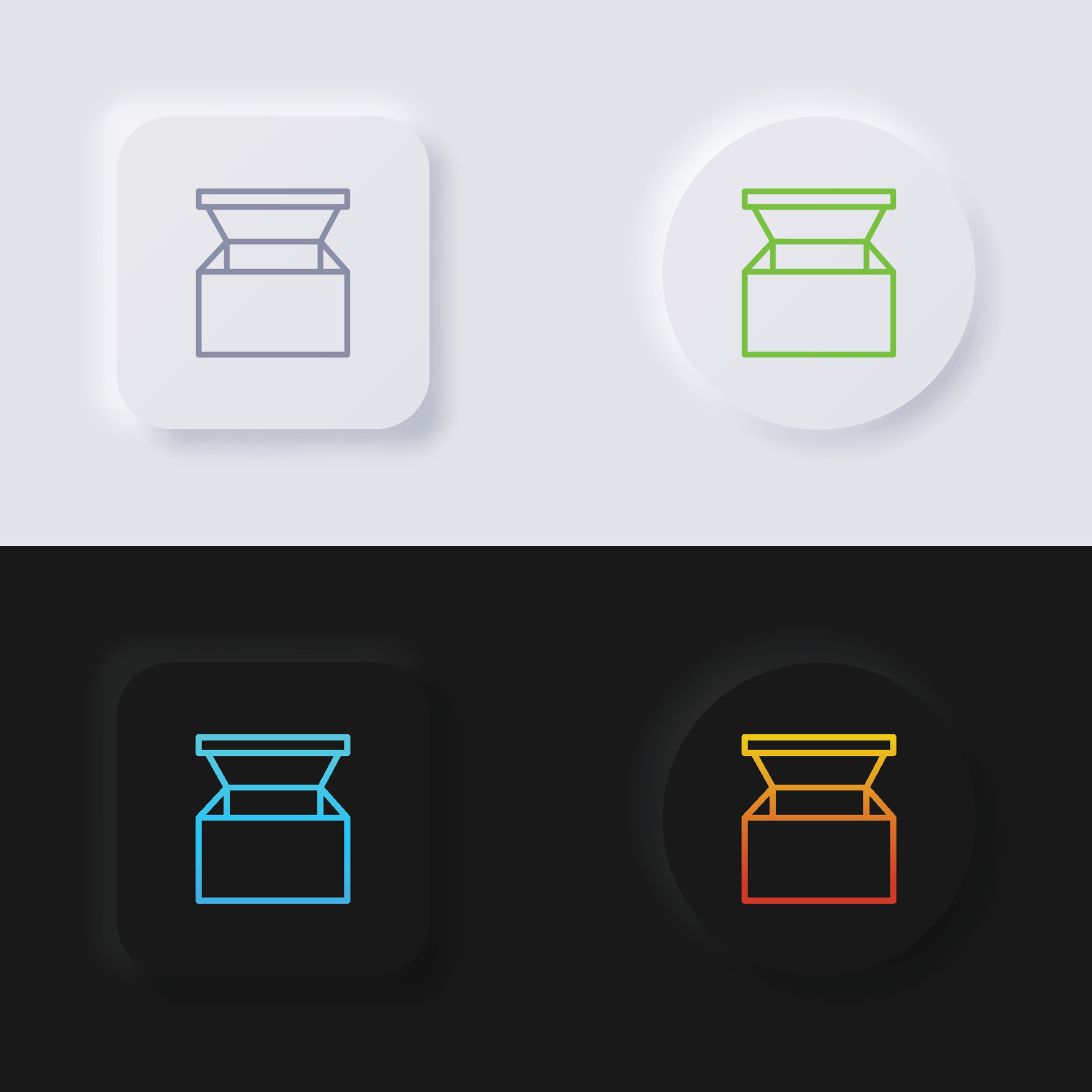 Box Icon Set Multicolor Neumorphism Button Soft Ui Design For Web