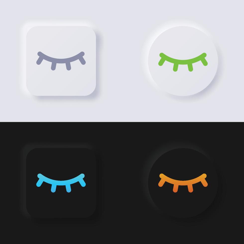 Eye closing symbol icon set, Multicolor neumorphism button soft UI ...
