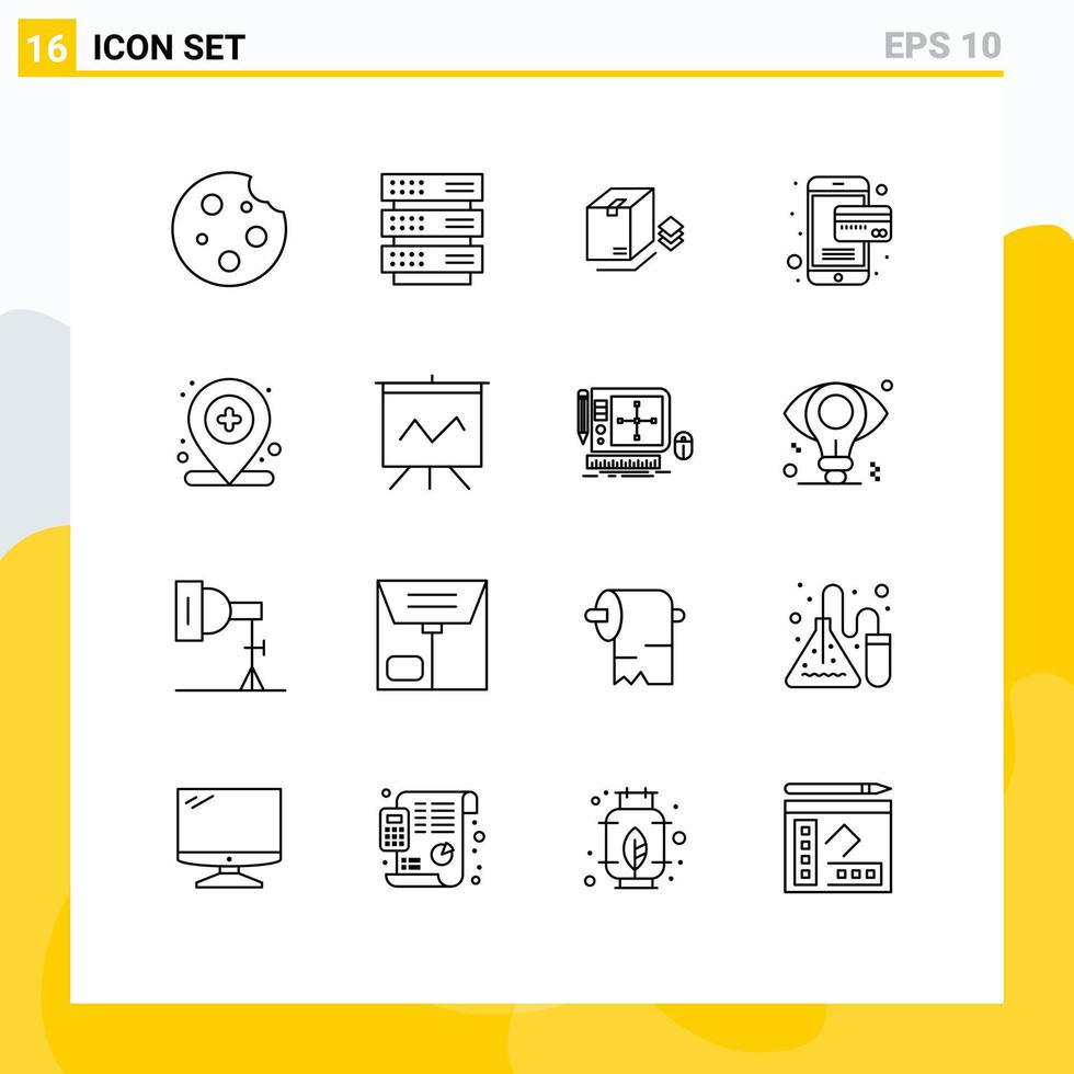 User Interface Pack Of 16 Basic Outlines Of Location Payment Network Online Bundle Editable