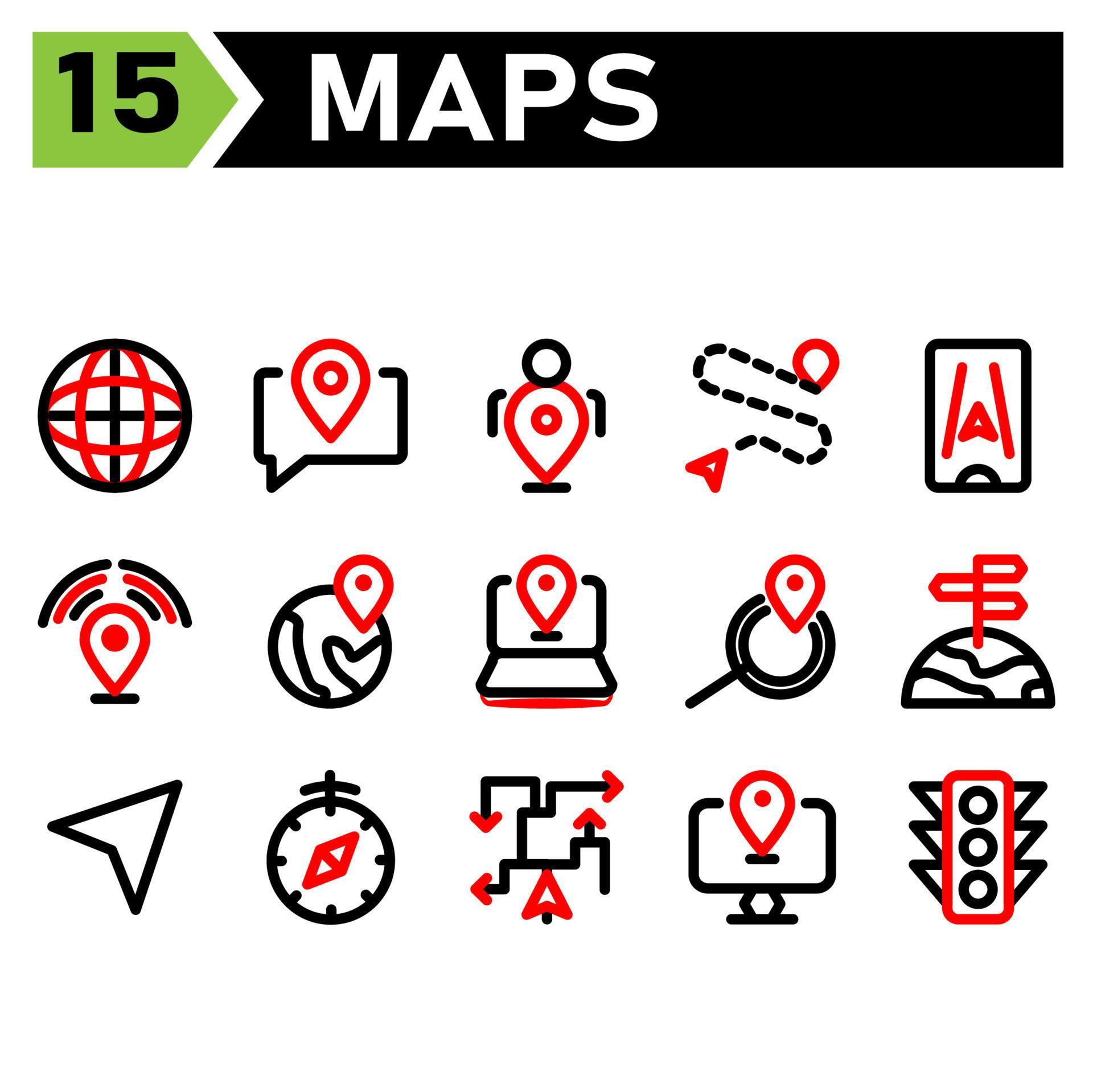 Maps And Navigation Icon Include Globe World Map Navigation Chat Communication Message