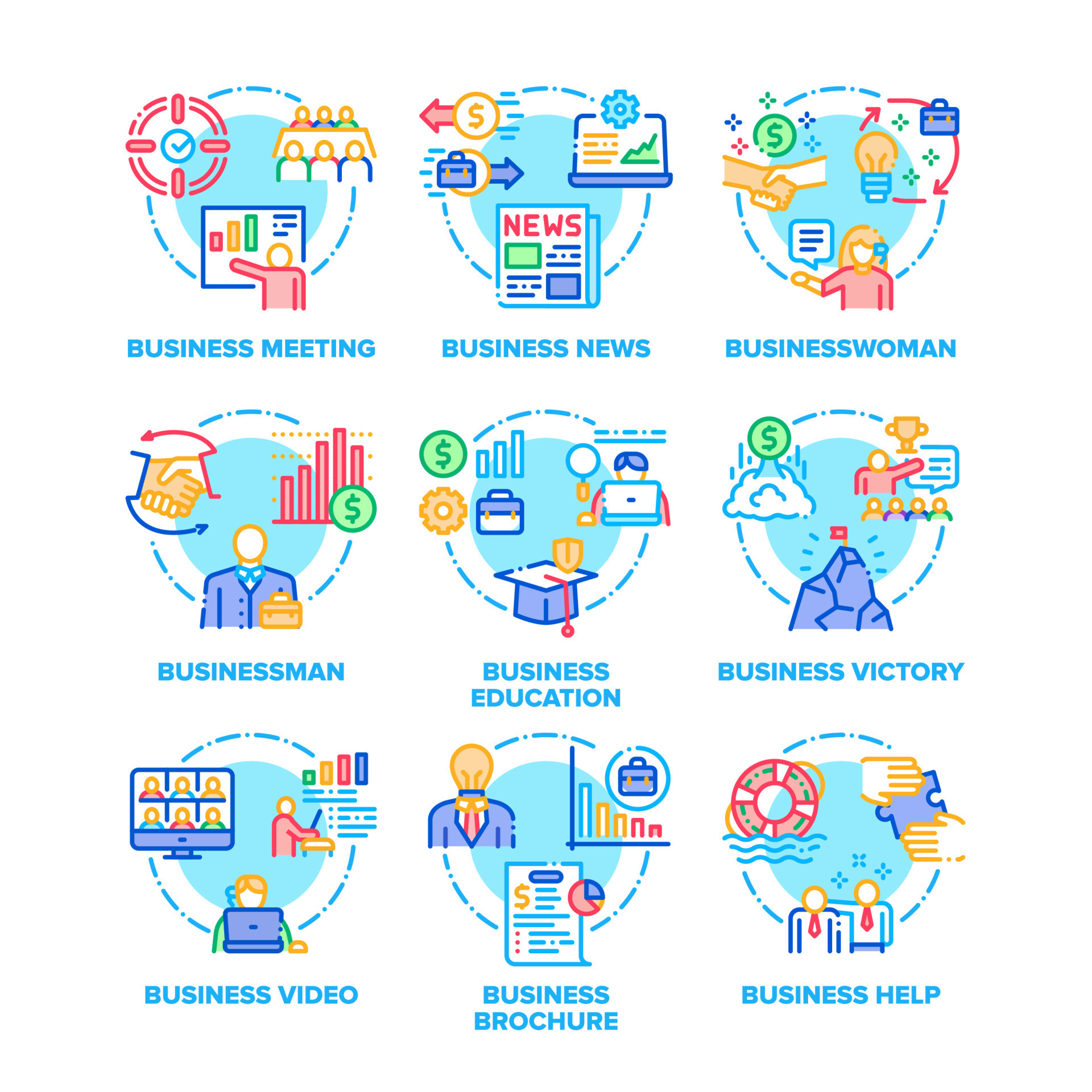 Business Set Icons Vector Color Illustrations 17385991 Vector Art at ...