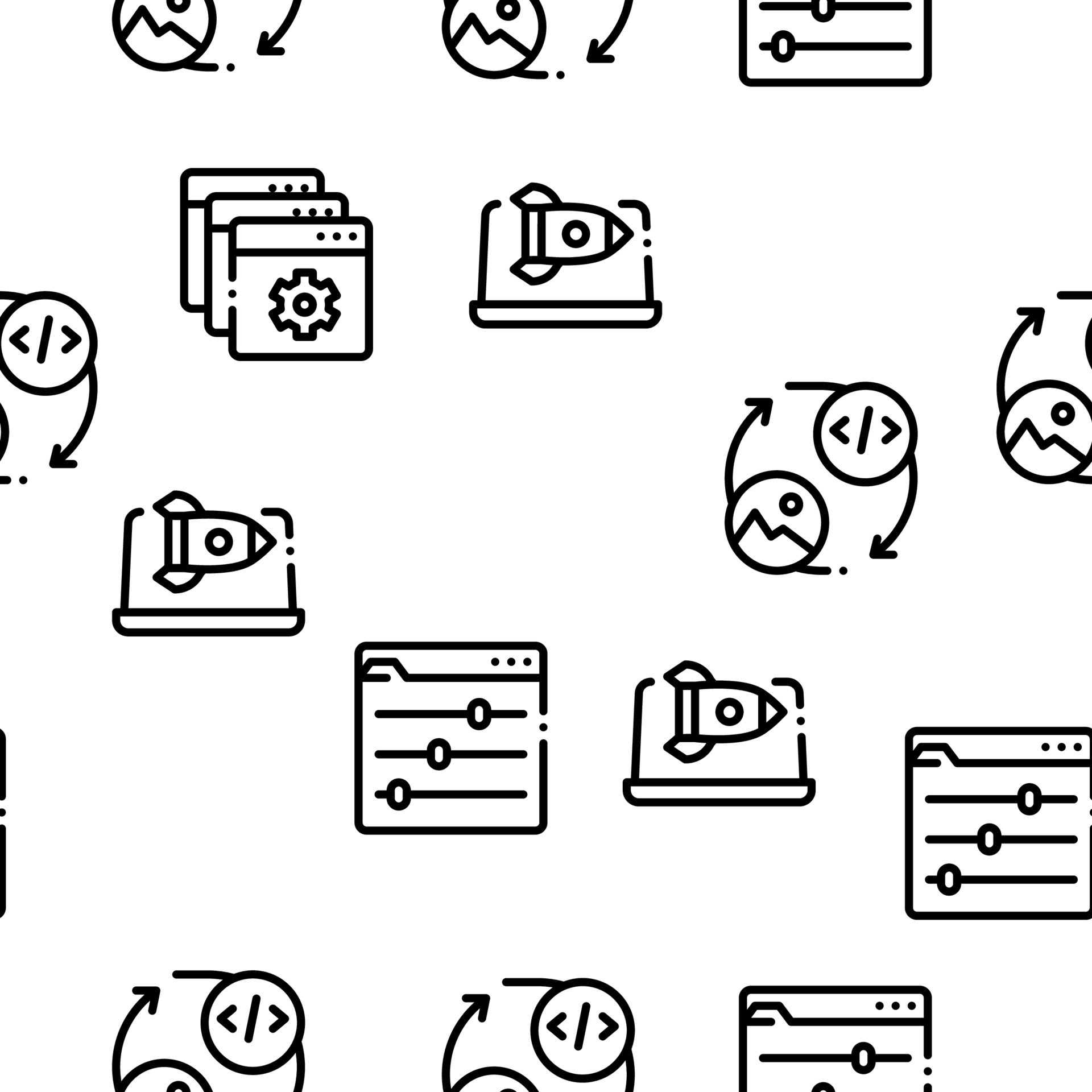 Web Design Development Seamless Pattern Vector 17388535 Vector Art at ...