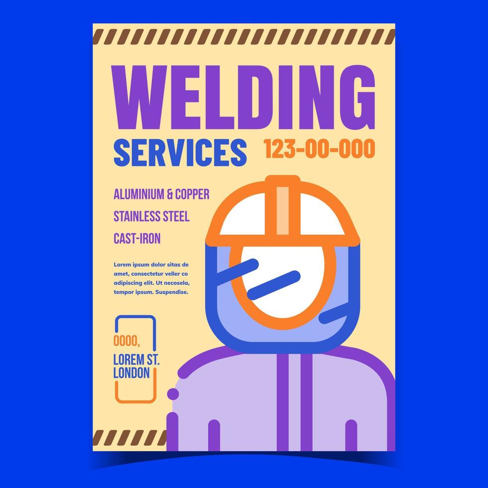 Welding Services Creative Advertise Poster Vector 17389836 Vector Art ...