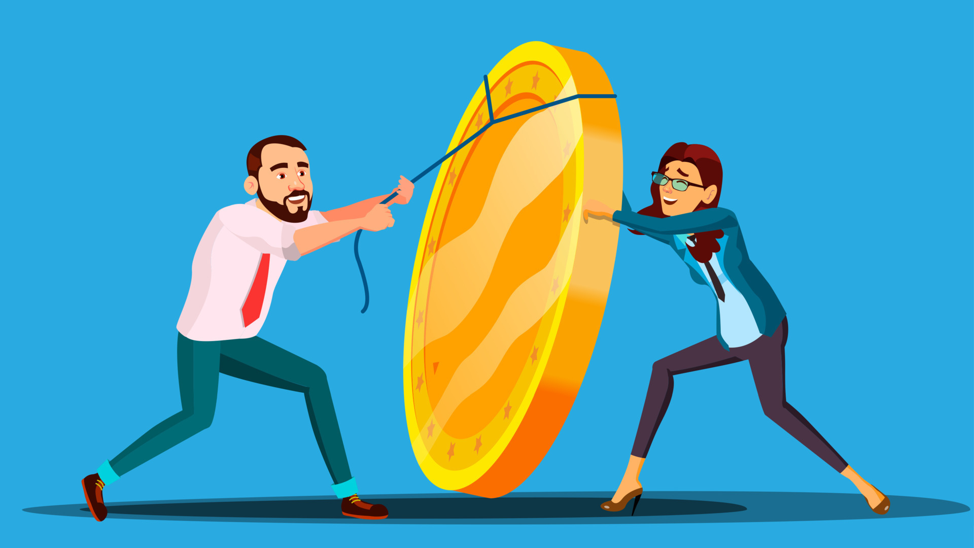 Business People Pulling Rope To Lift Up Heavy Coin Vector Illustration business-people-pulling-rope-to-lift-up-heavy-coin-vector-illustration