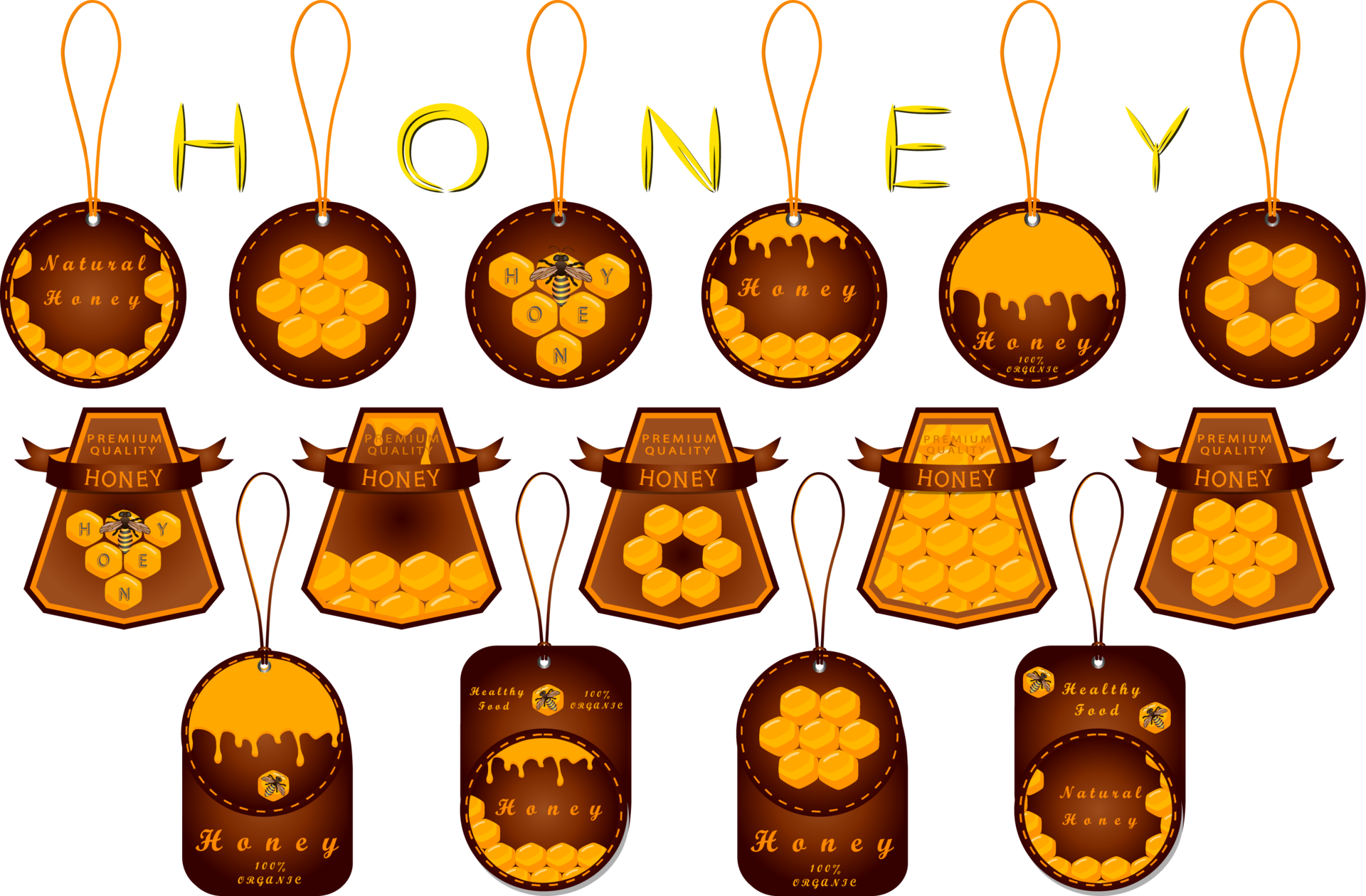 big set label of sugary flowing down honey 17391768 PNG big set label of sugary flowing down honey 17391768 PNG