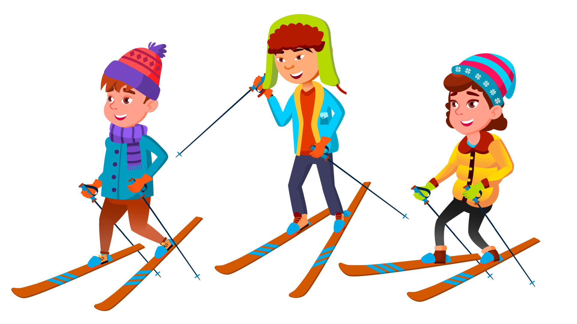 Kids Skiing Clipart