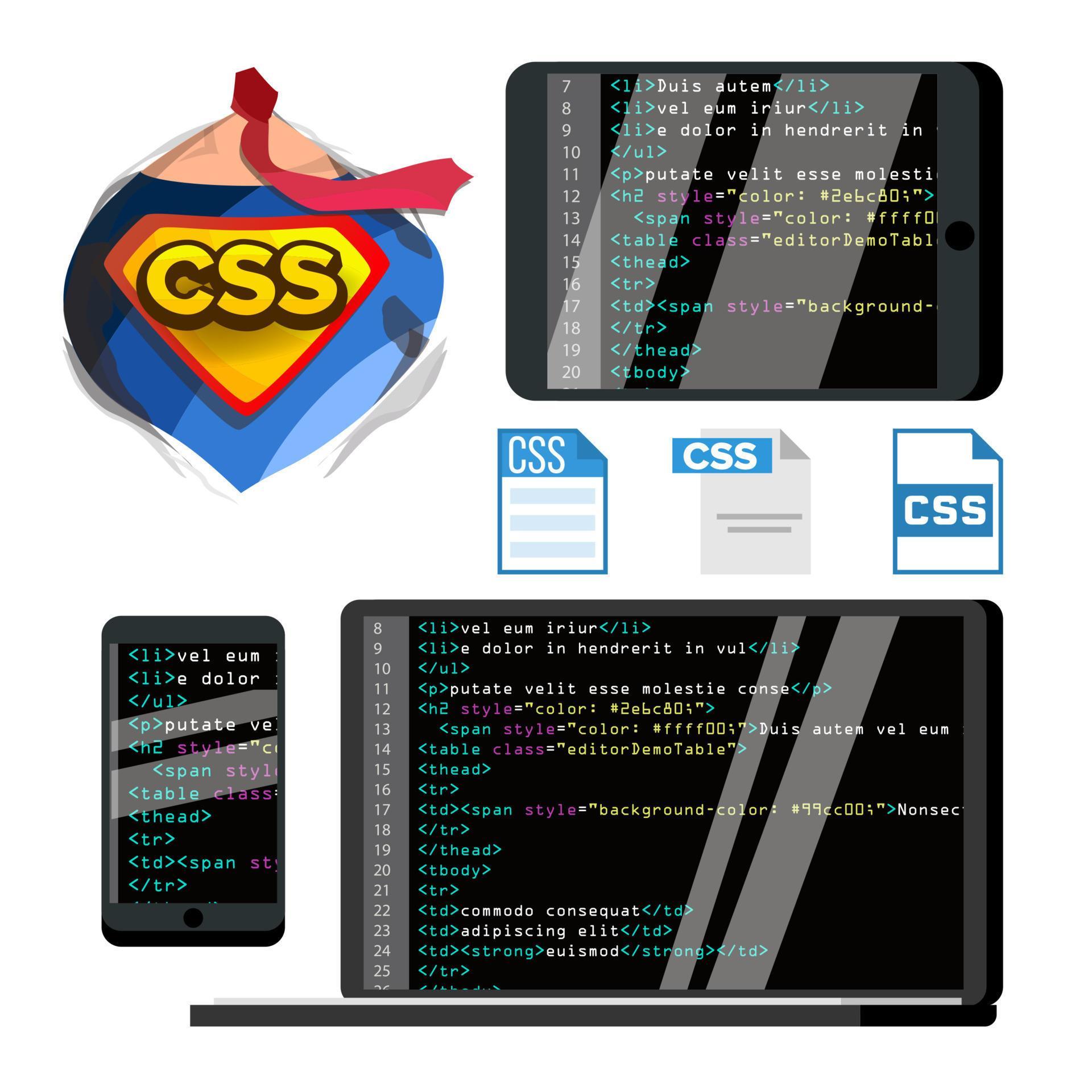 Conjunto De Ilustraciones Planas Vectoriales De Lenguaje De Programación Css 17393292 Vector En