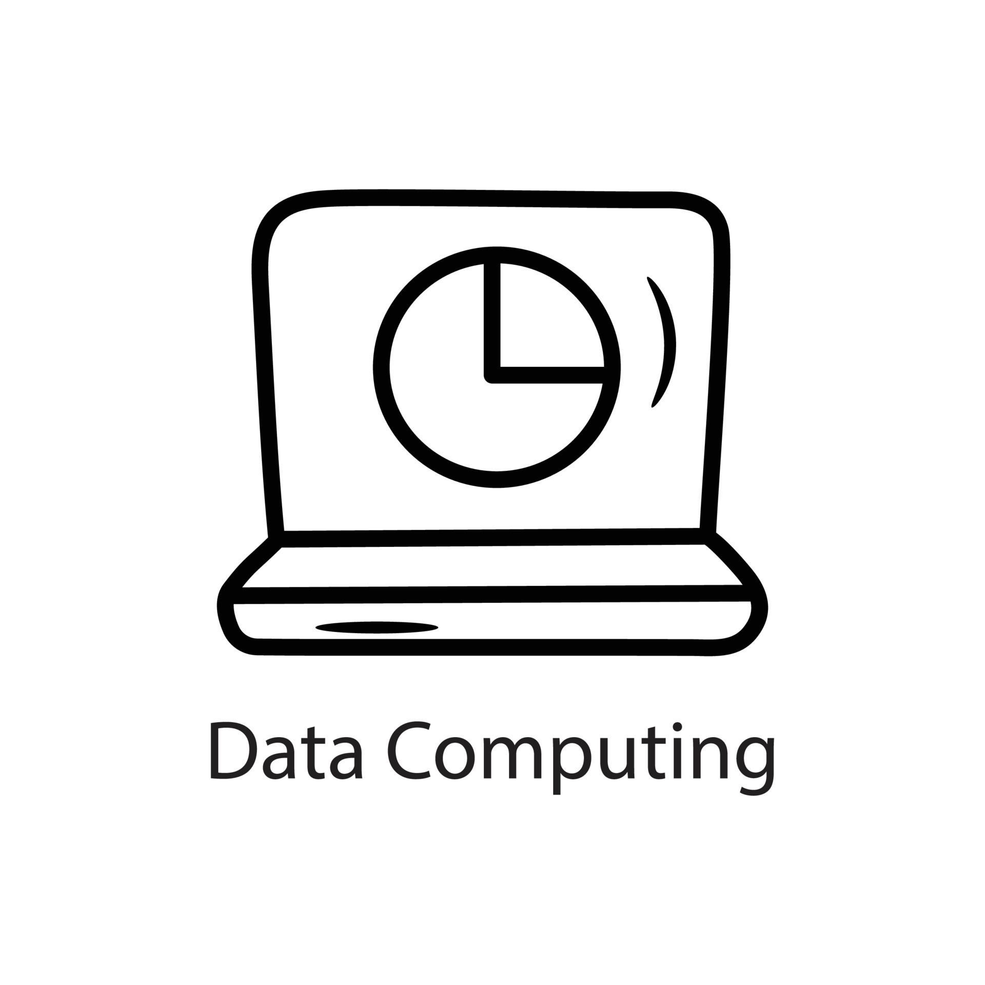 Data Computing Outline Icon Design illustration. Data Symbol on White ...