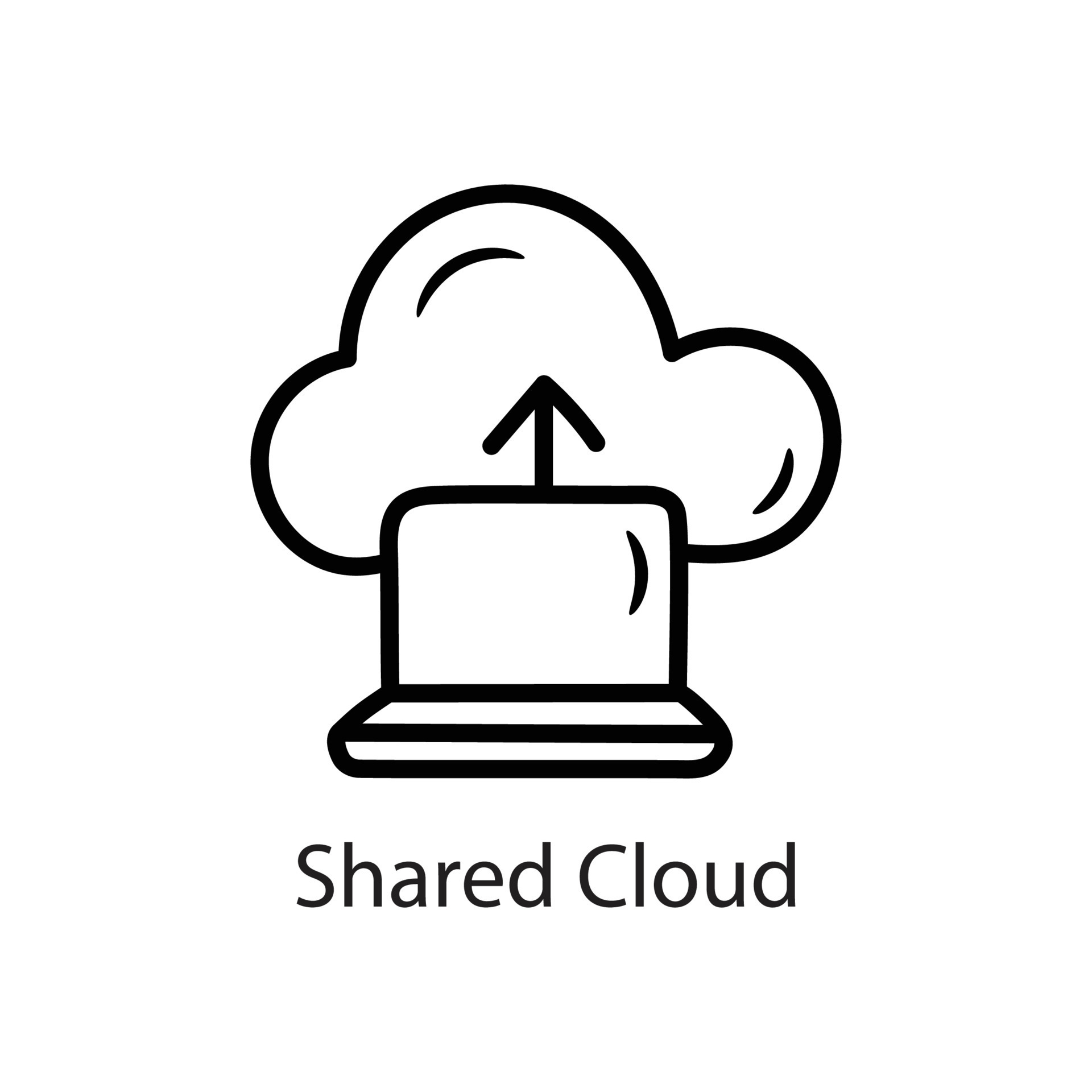 Shared Cloud Outline Icon Design Illustration Data Symbol On White Background Eps 10 File
