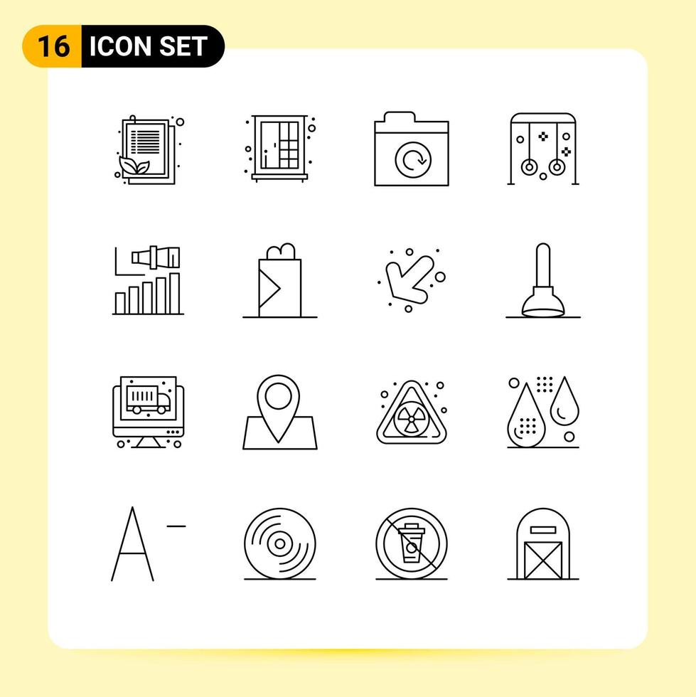 Editable Vector Line Pack Of 16 Simple Outlines Of Long Swing Folder