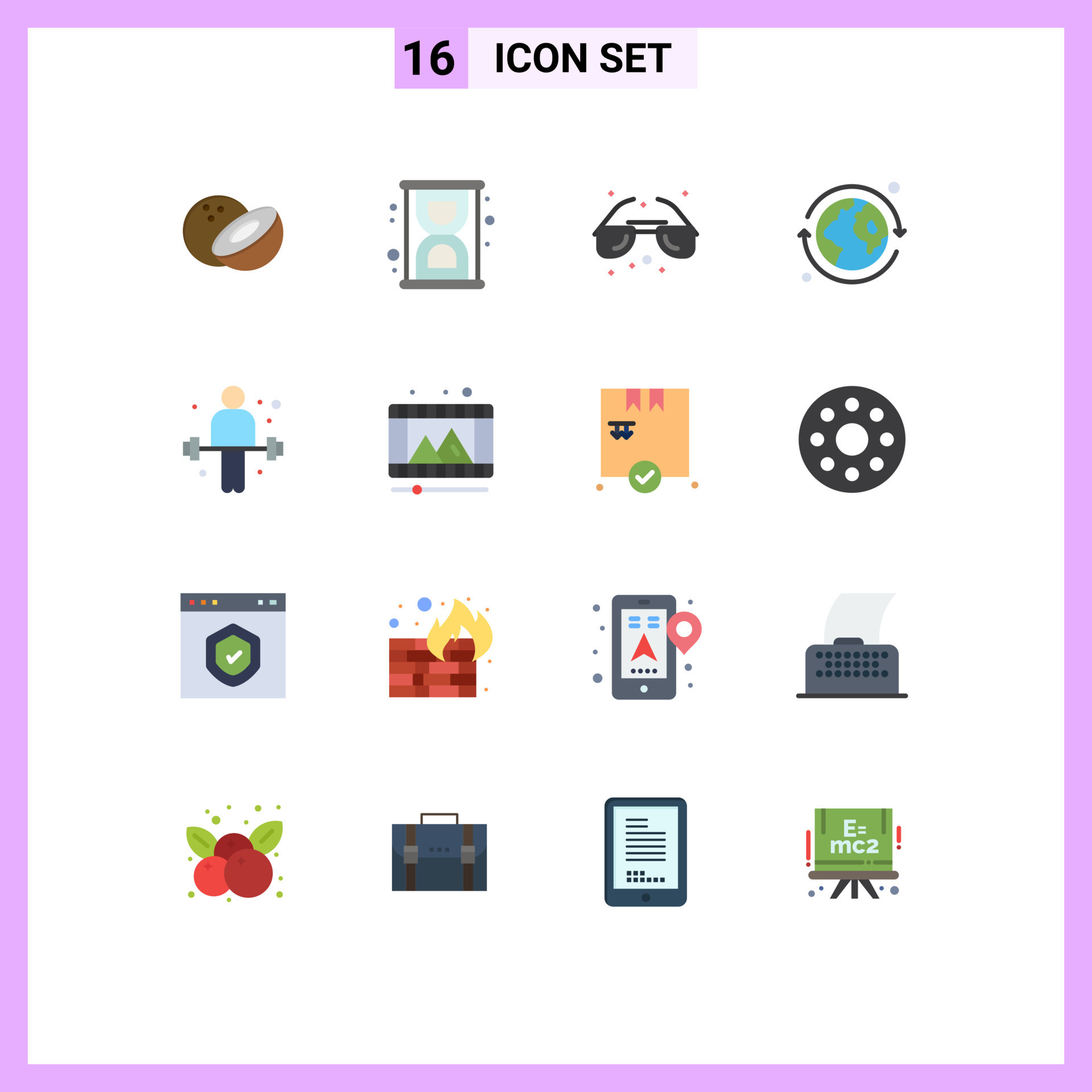 Stock Vector Icon Pack Of 16 Line Signs And Symbols For Play Store