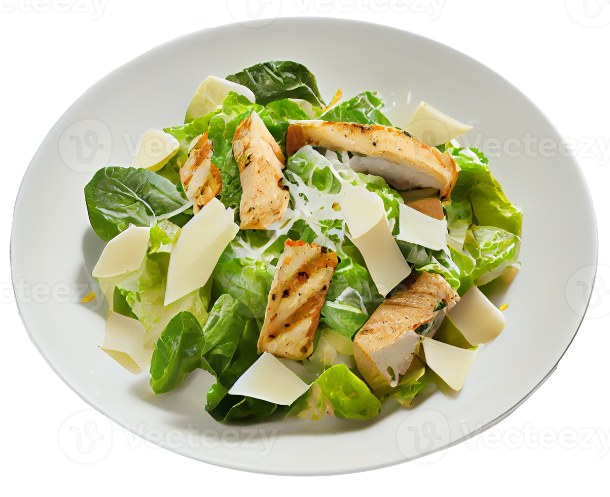Caesar Salad With Chicken On A White Plate Illustration Generative Ai 17394943 Png