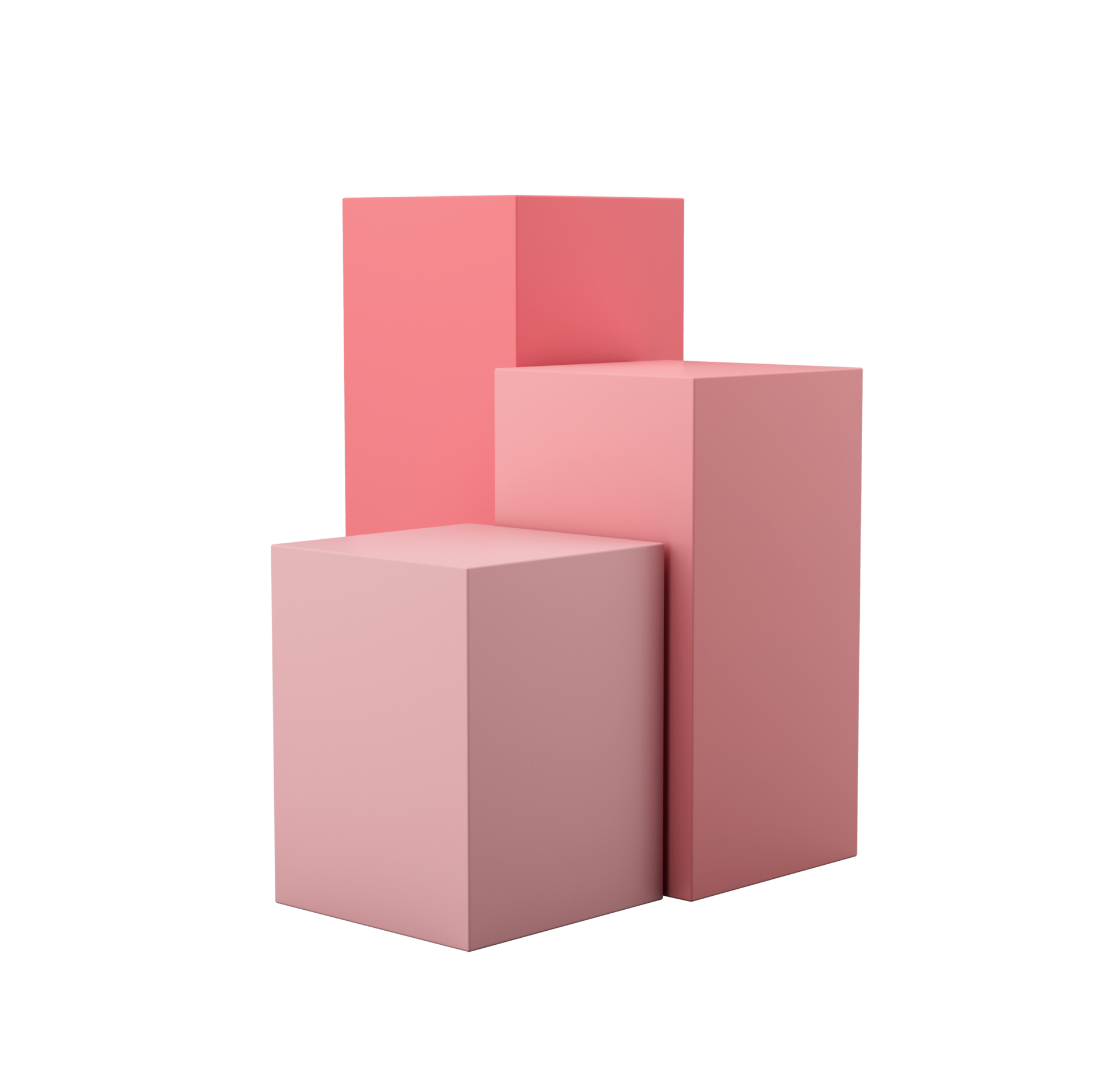 Pink Geometric Cubes Stands And Empty Walls Realistic 3d Illustration Minimalist Blank Scene