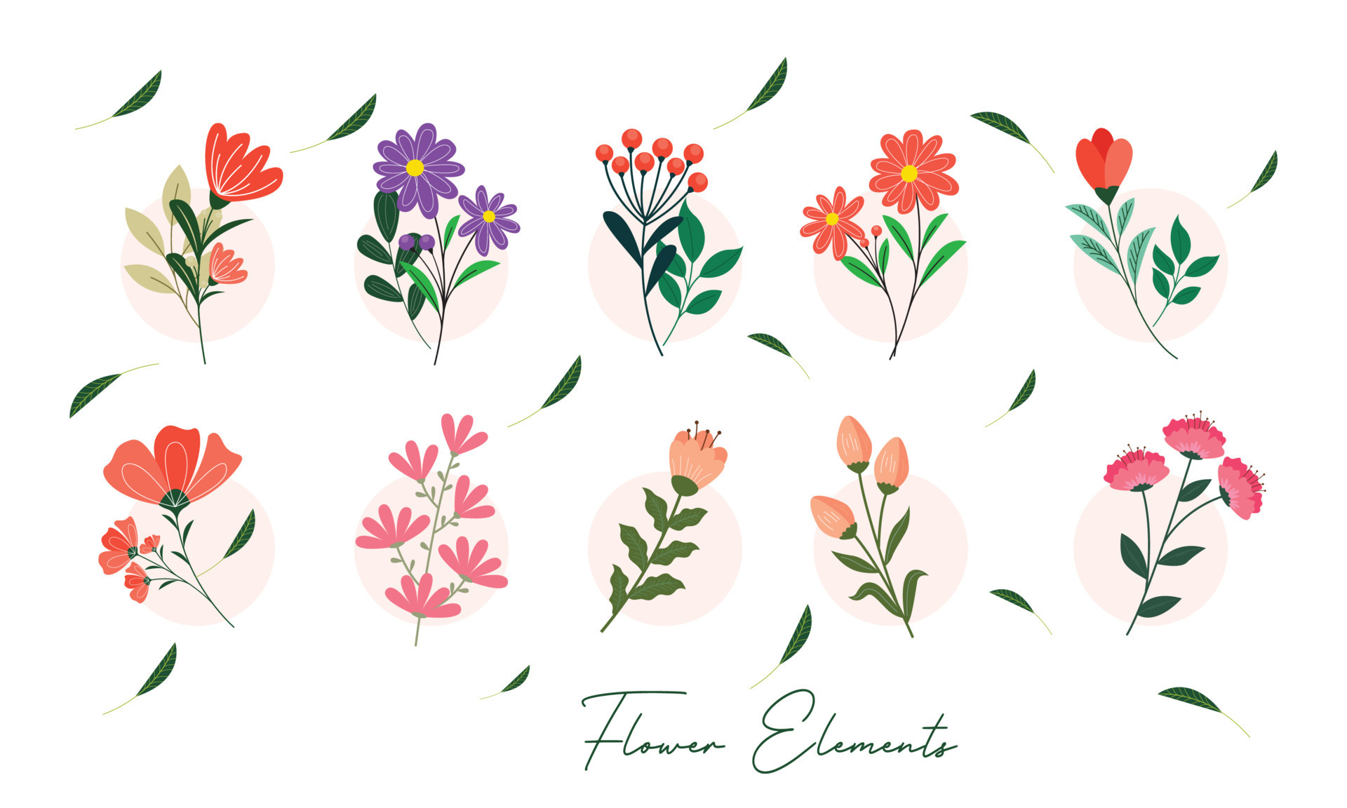 Collection floral design. Spring flower collection 17395779 Vector Art ...
