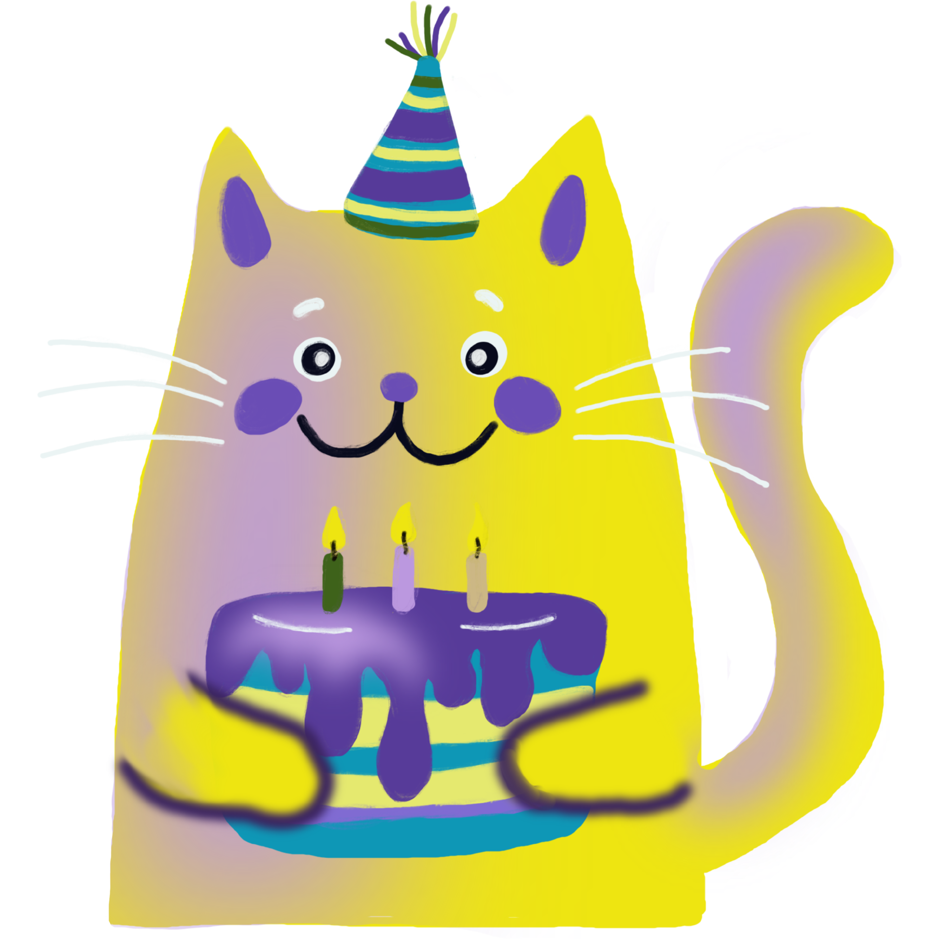 Happy Birthday Cat With A Cake 17395849 Png