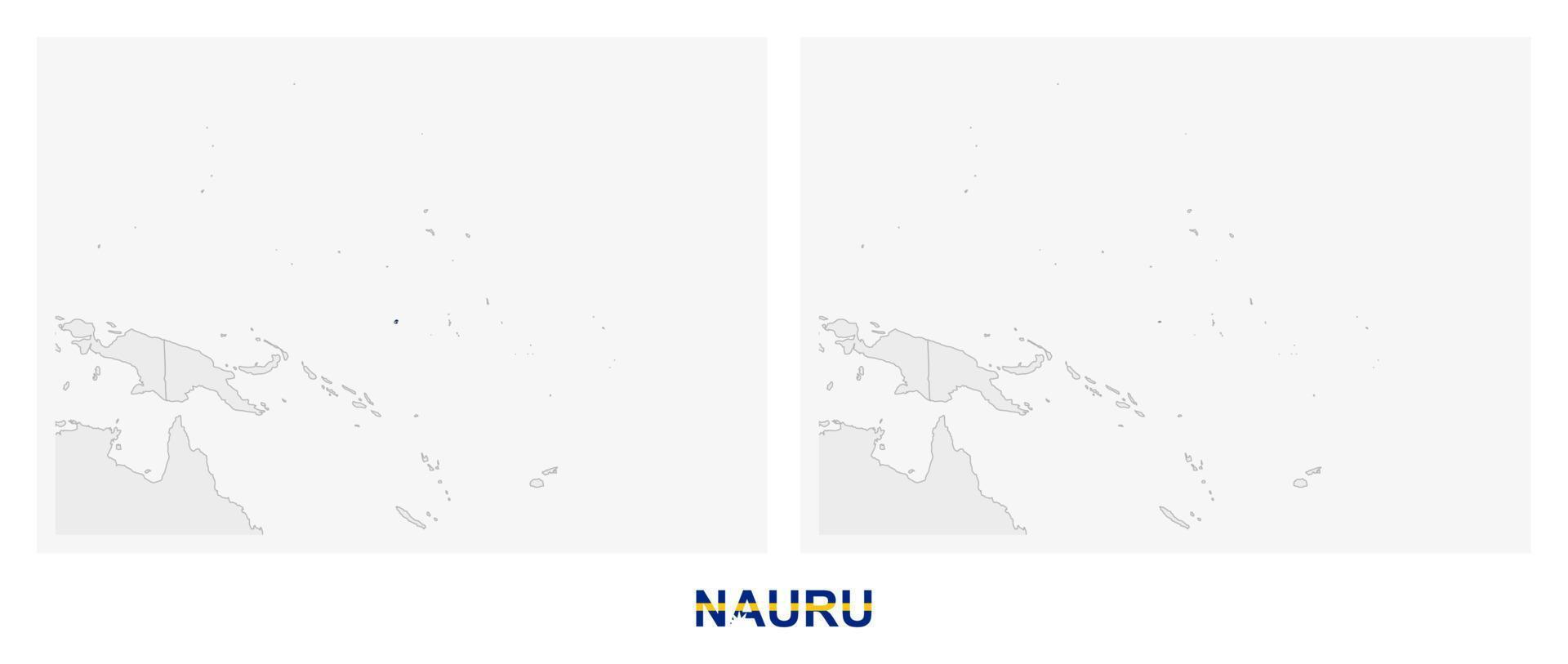 Two versions of the map of Nauru, with the flag of Nauru and ...