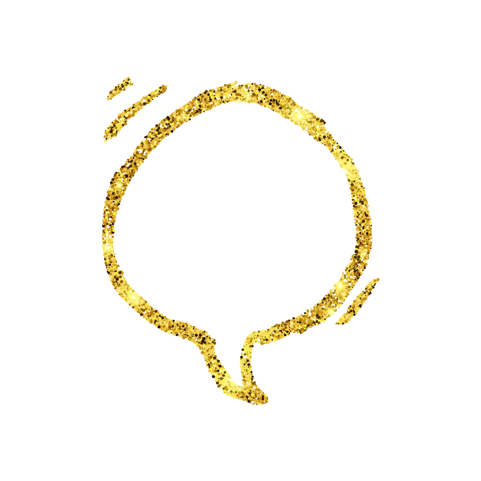 Gold glitter sketch speech bubble. Hand drawn blank Speech Bubble ... Gold glitter sketch speech bubble. Hand drawn blank Speech Bubble ...