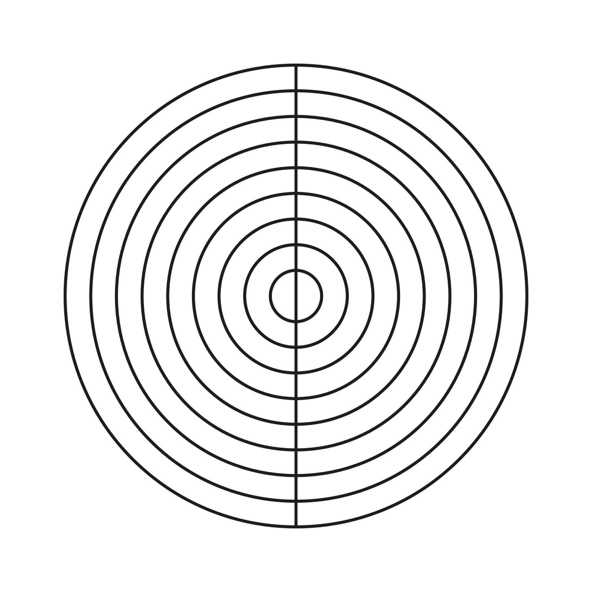 Polar grid of 8 concentric circles and 2 degrees steps. Circle diagram ...