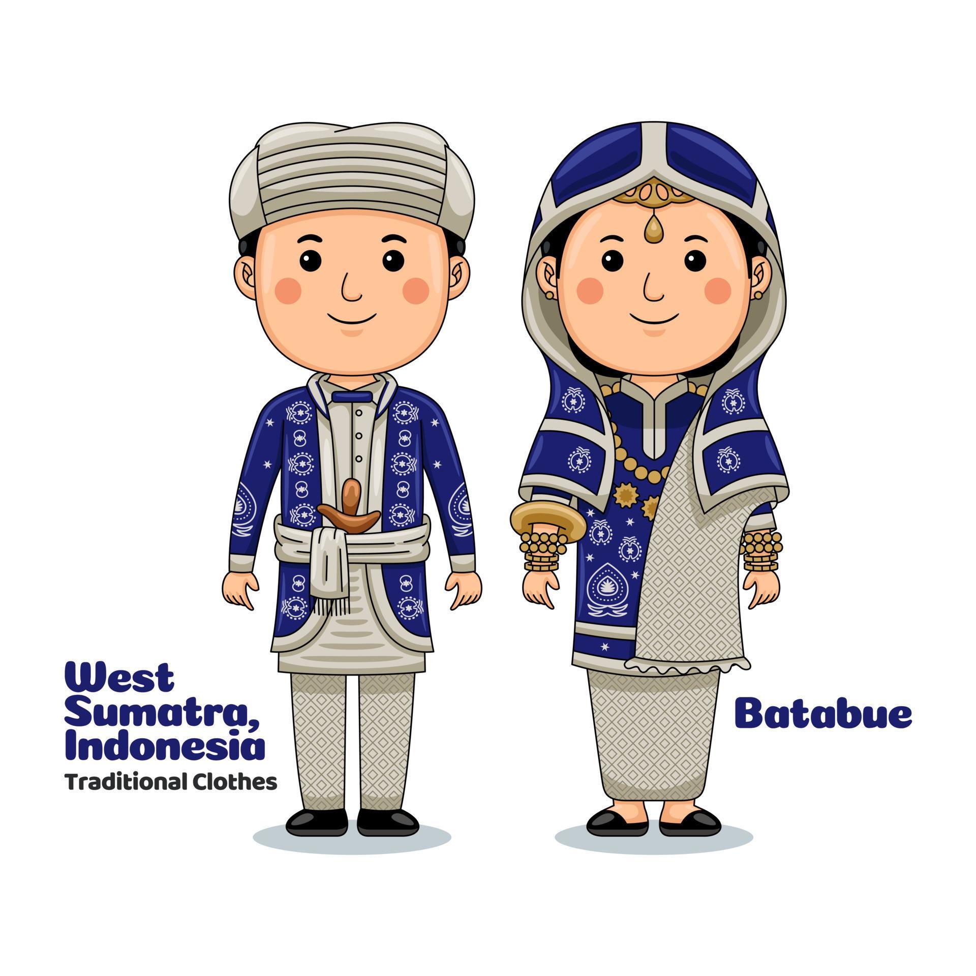 Couple Wear Batabue West Sumatra Indonesian Traditional Clothes