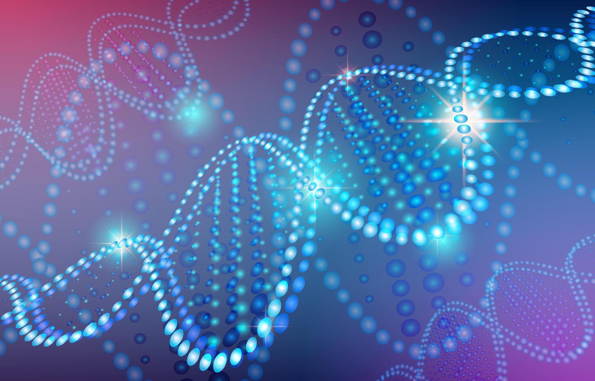 Technology human DNA molecule background. Science shining design template vector illustration ...