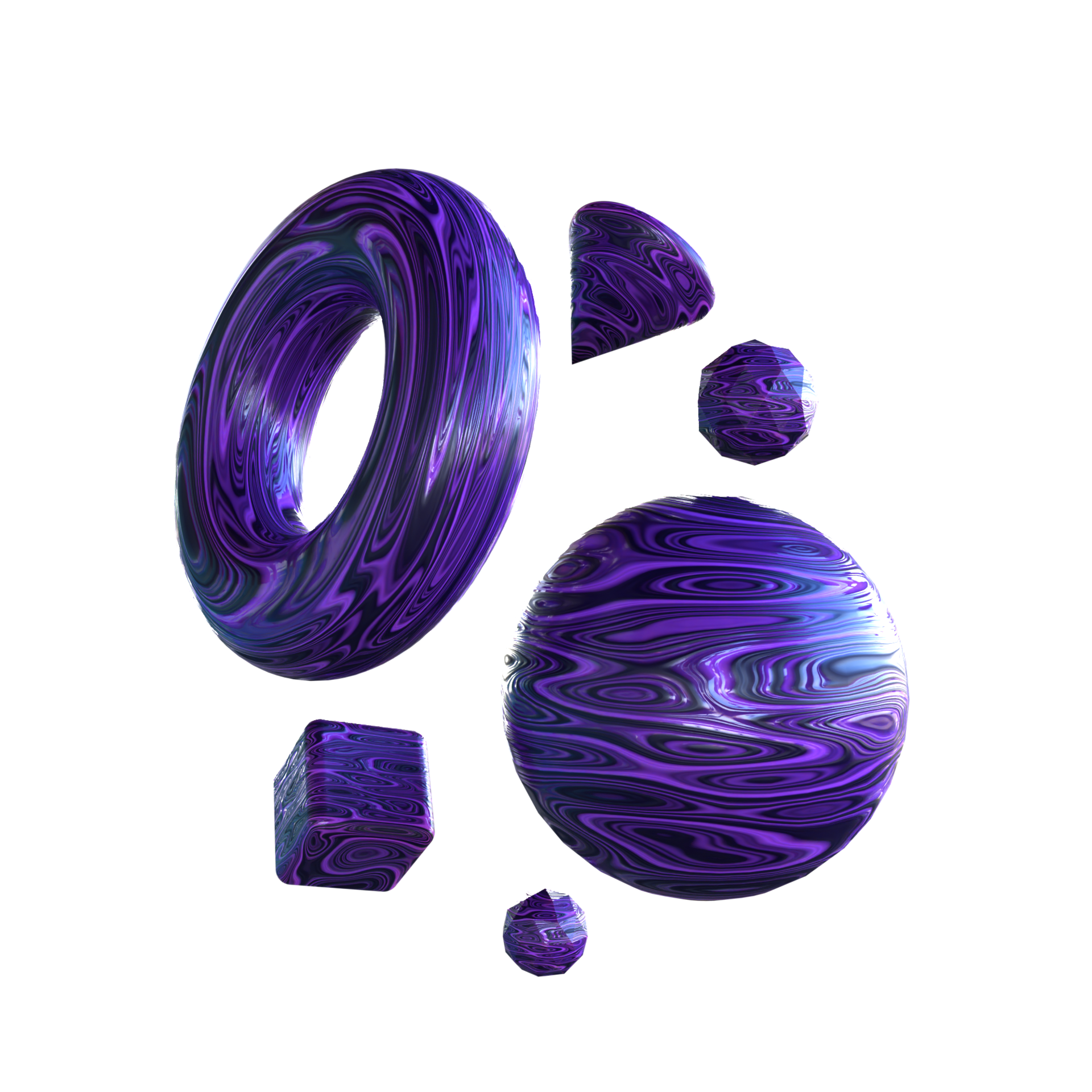 3d Render Abstract Shapes With Liquid Texture 17398649 Png