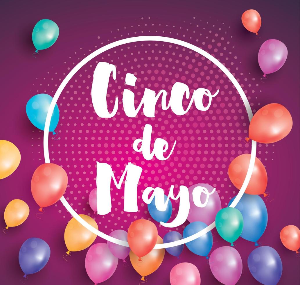 Cinco de Mayo Greeting Card with Flying Balloons and White Frame ...