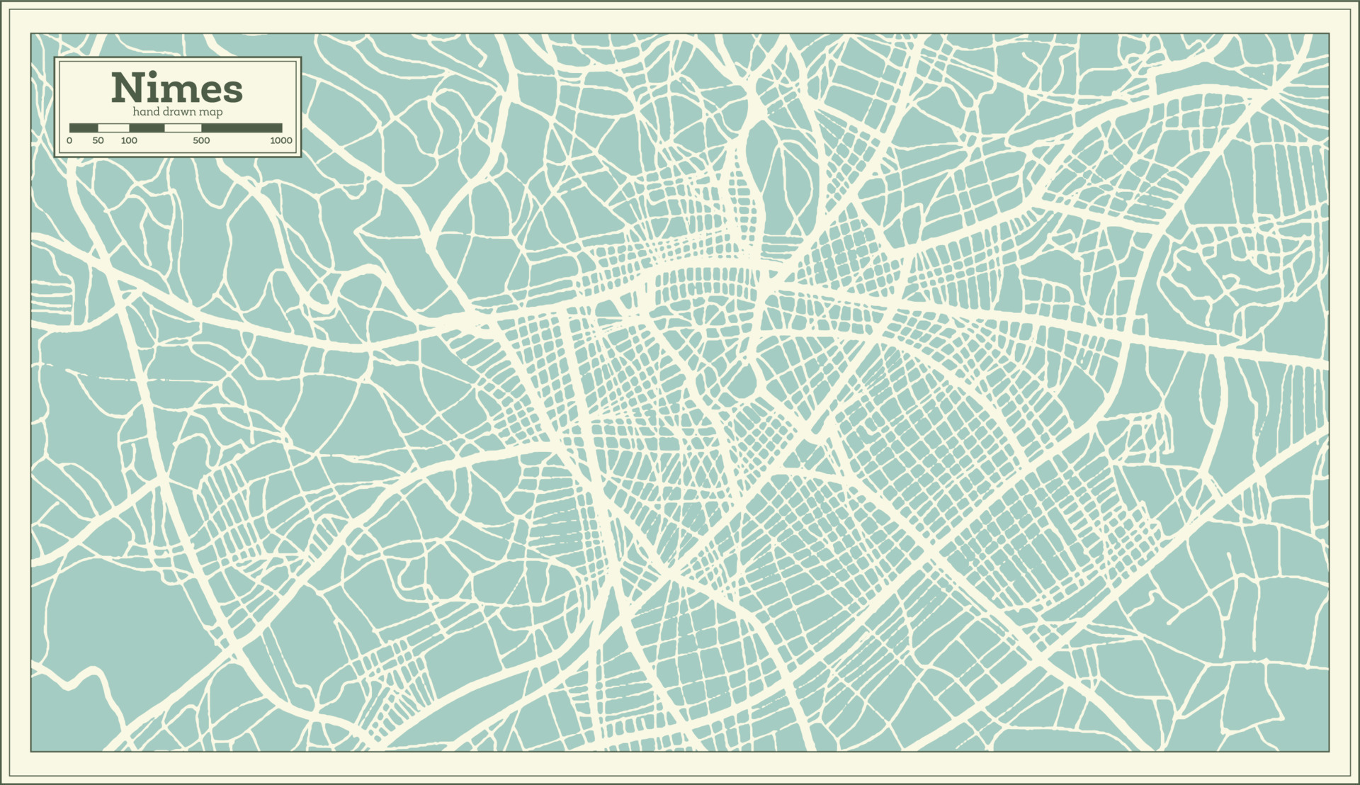 Nimes France City Map in Retro Style. Outline Map. Vector Illustration ... Nimes France City Map in Retro Style. Outline Map. Vector Illustration ...