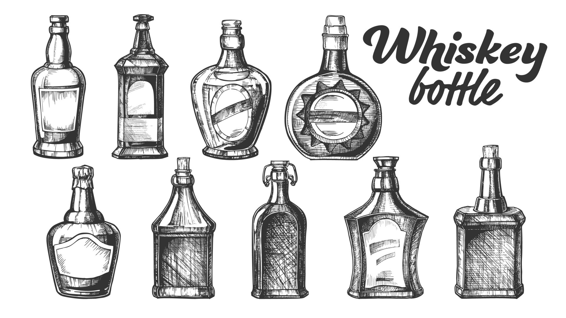 Collection Of Scotch Whisky Bottle Set Vector 17405105 Vector Art At Vecteezy