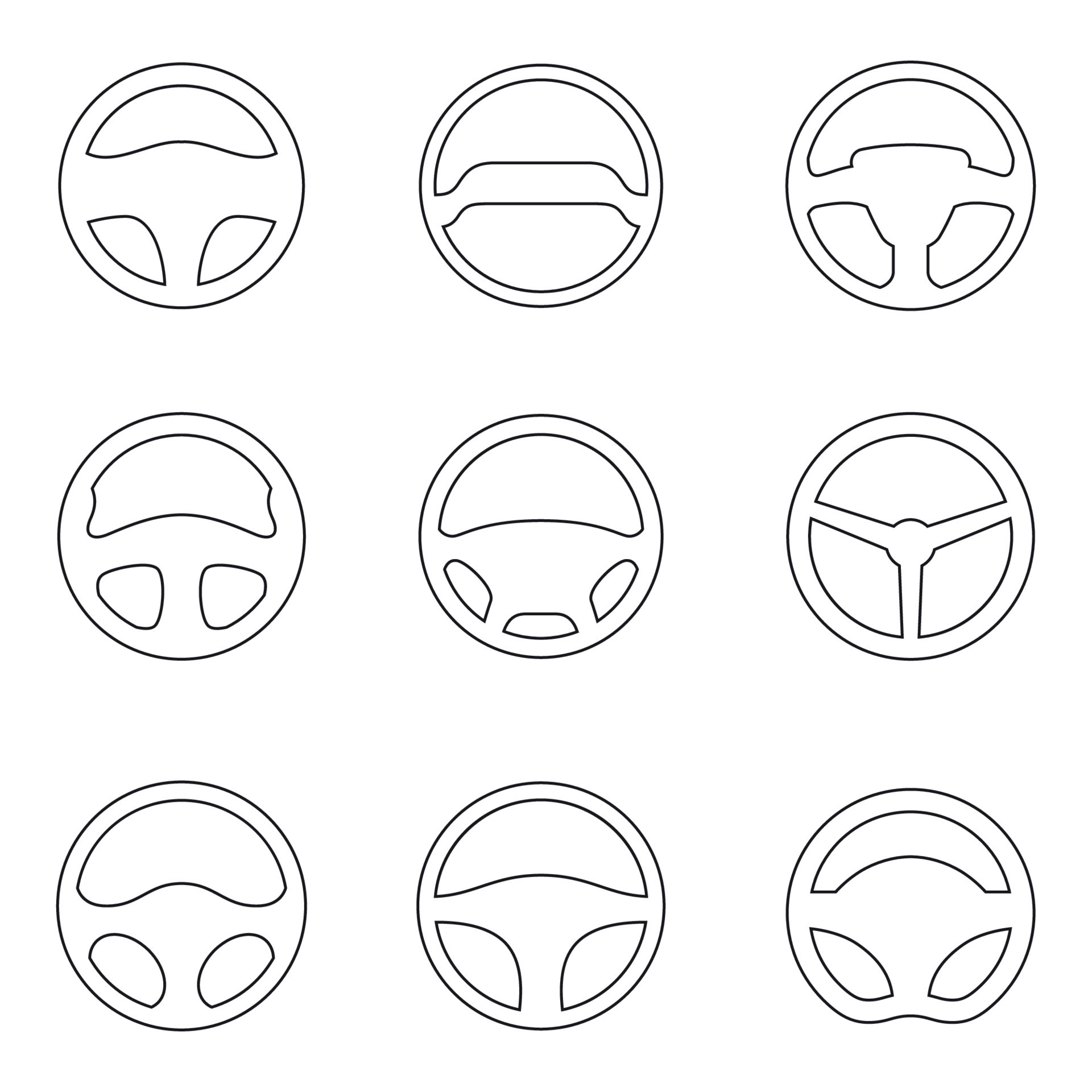 Set of isolated icons on a theme steering wheel 17405413 Vector Art at ...
