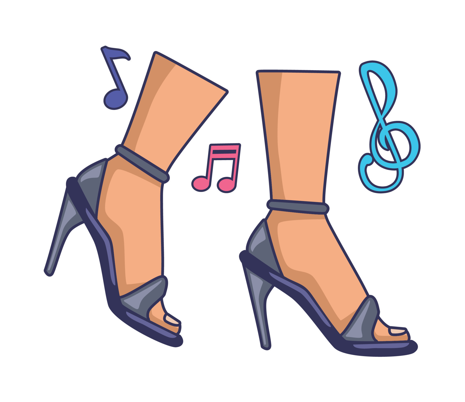 Feet Of Woman Dancing With Heels 17406058 Vector Art At Vecteezy