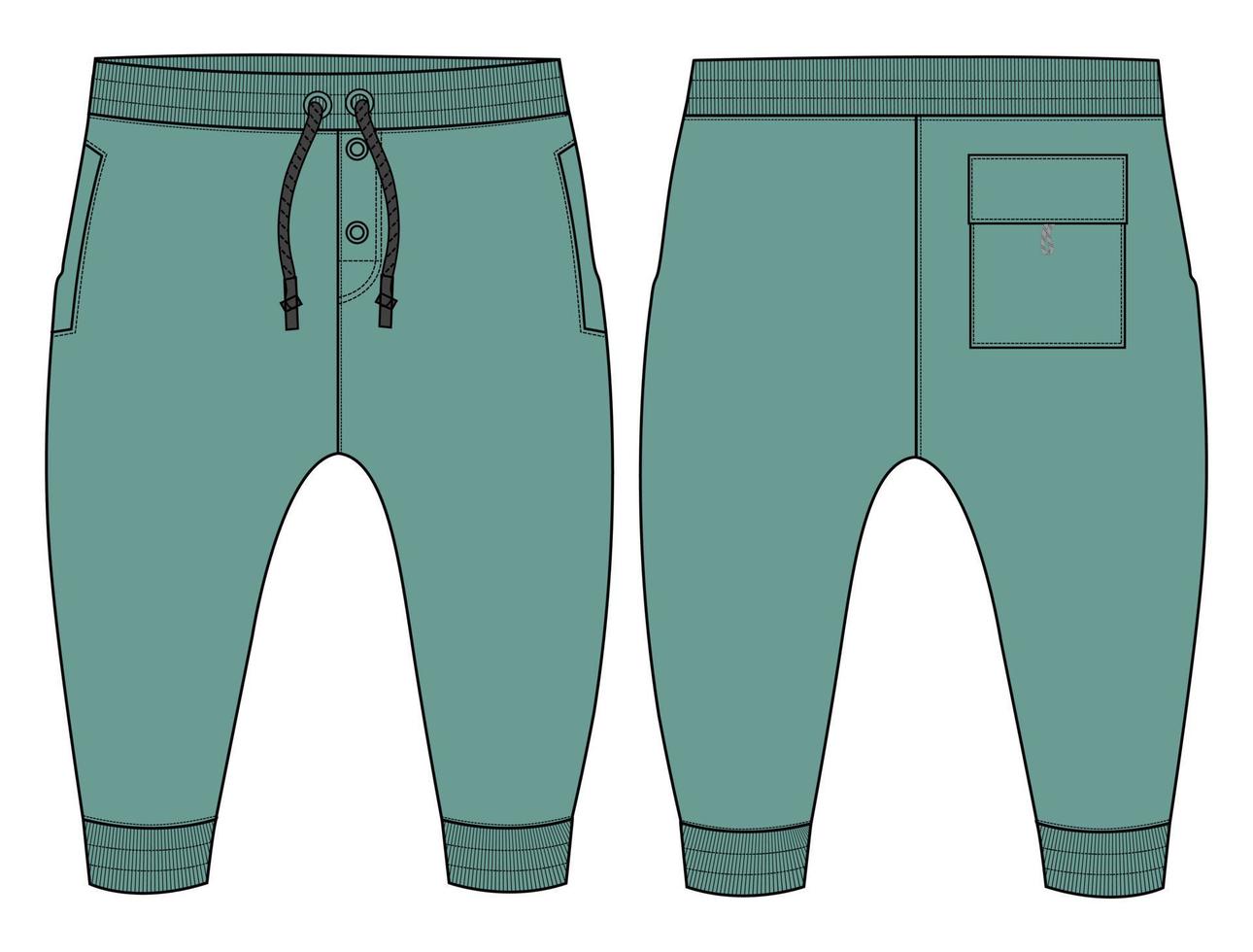 Fleece Cotton Jersey Basic Sweat Pant Technical Fashion Flat Sketch