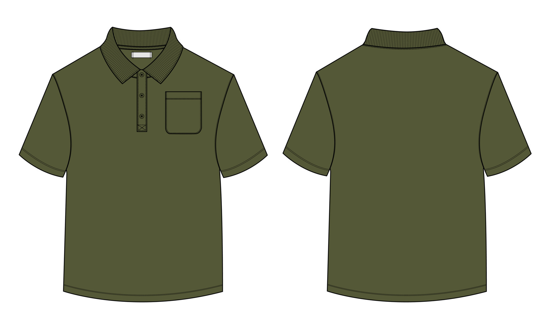 Short Sleeve Polo Shirt Overall Technical Fashion Drawing Flat Sketch