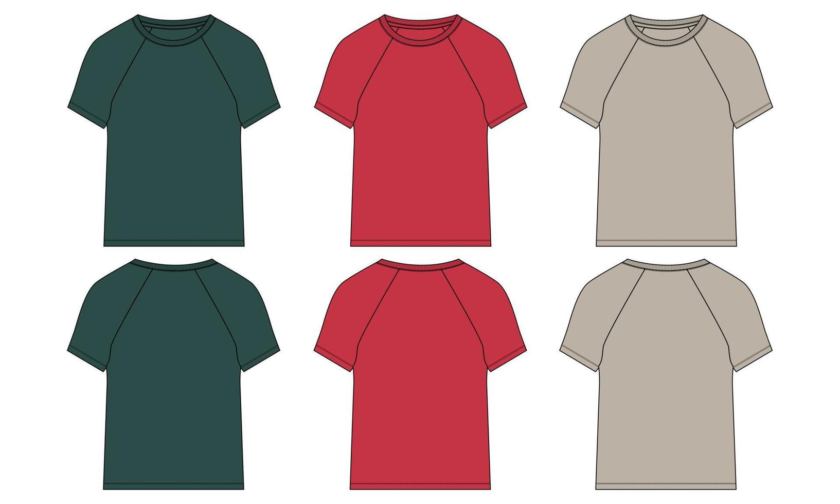 T Shirt Technical Fashion Flat Sketch Vector Illustration Template