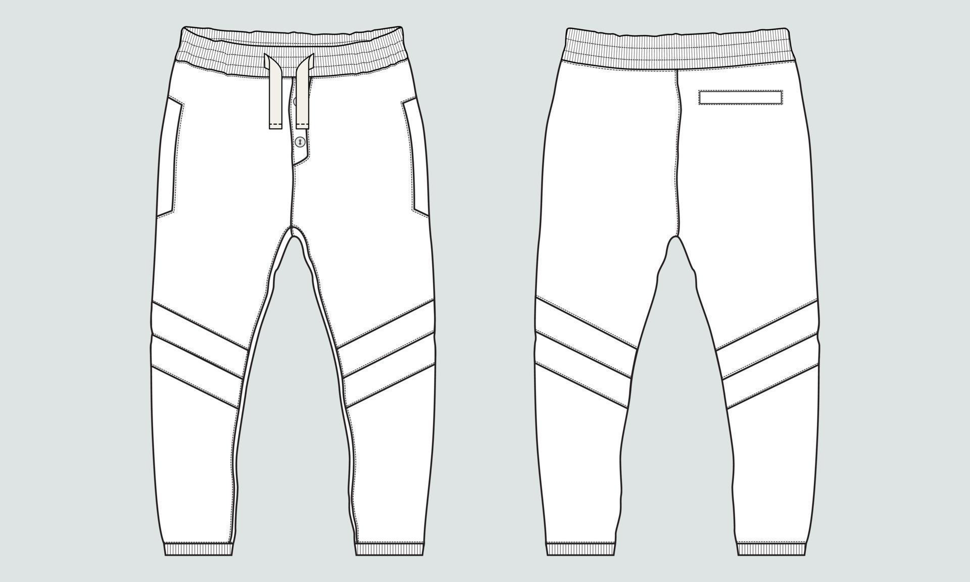 Fleece Fabric Jogger Sweatpants Overall Technical Fashion Flat Sketch