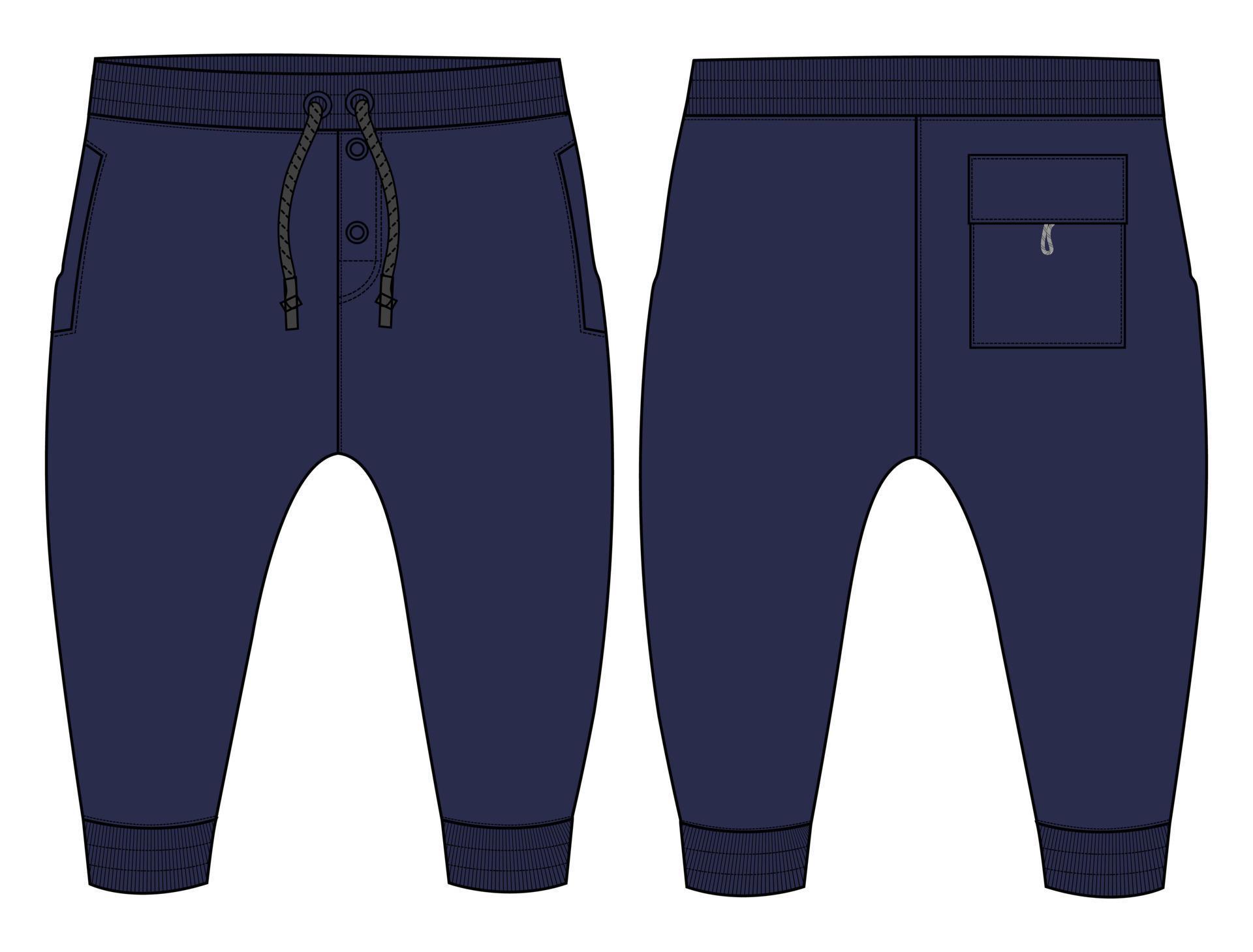 Fleece Cotton Jersey Basic Sweat Pant Technical Fashion Flat Sketch