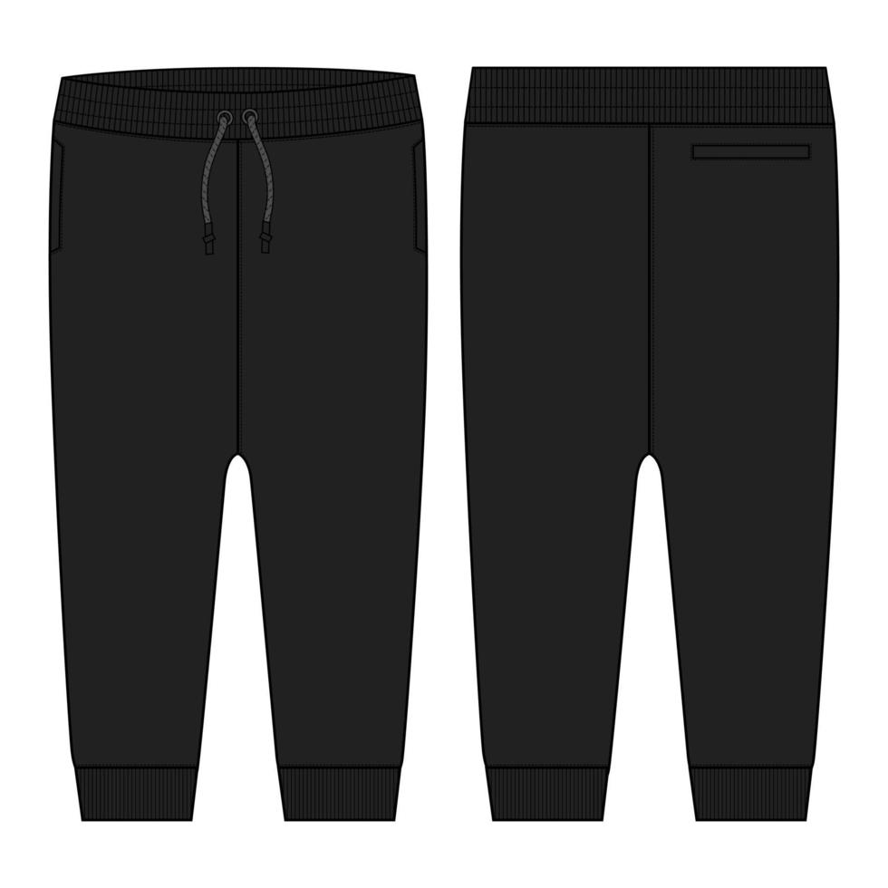 Fleece Fabric Jogger Sweatpants Overall Technical Fashion Flat Sketch