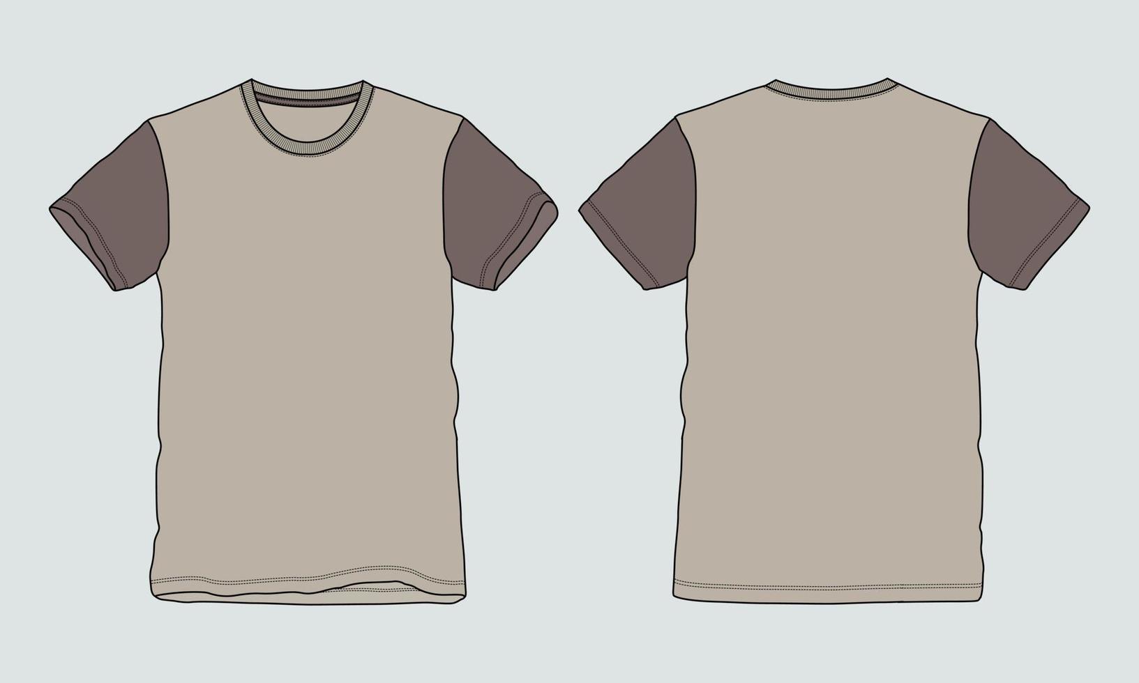 T Shirt Technical Fashion Flat Sketch Vector Illustration Template