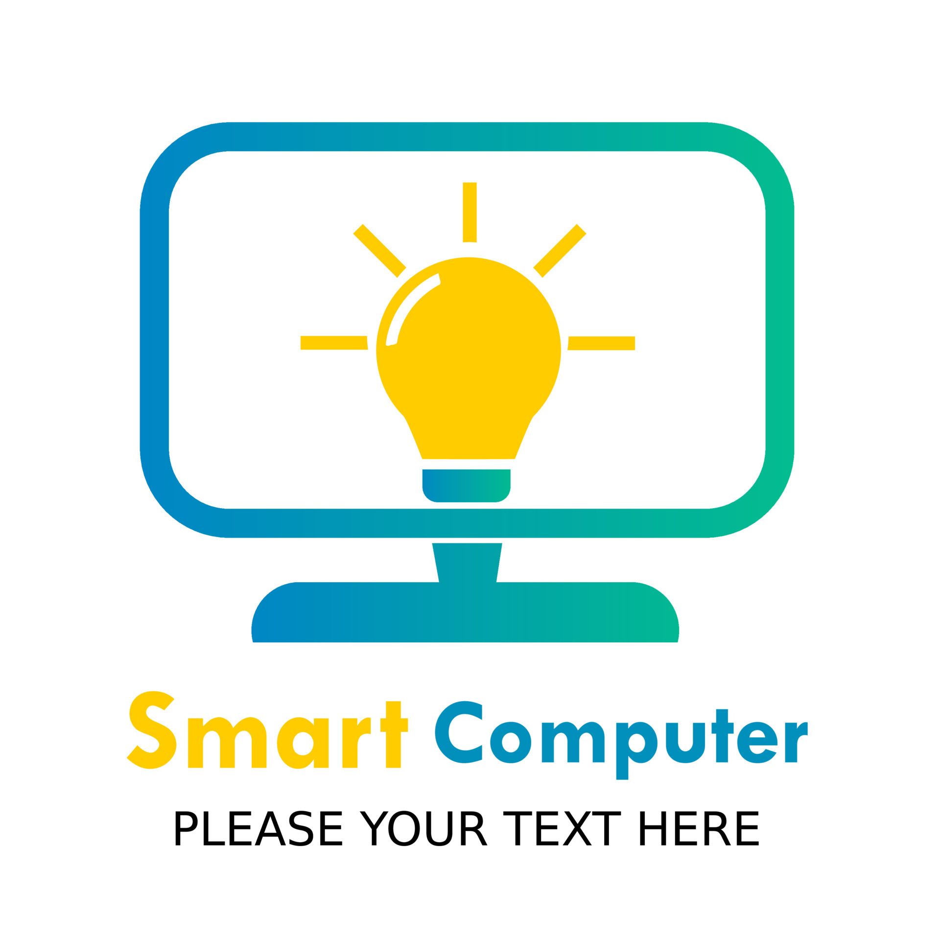 Smart Computer vector logo template. there are computer and bulb. This ...