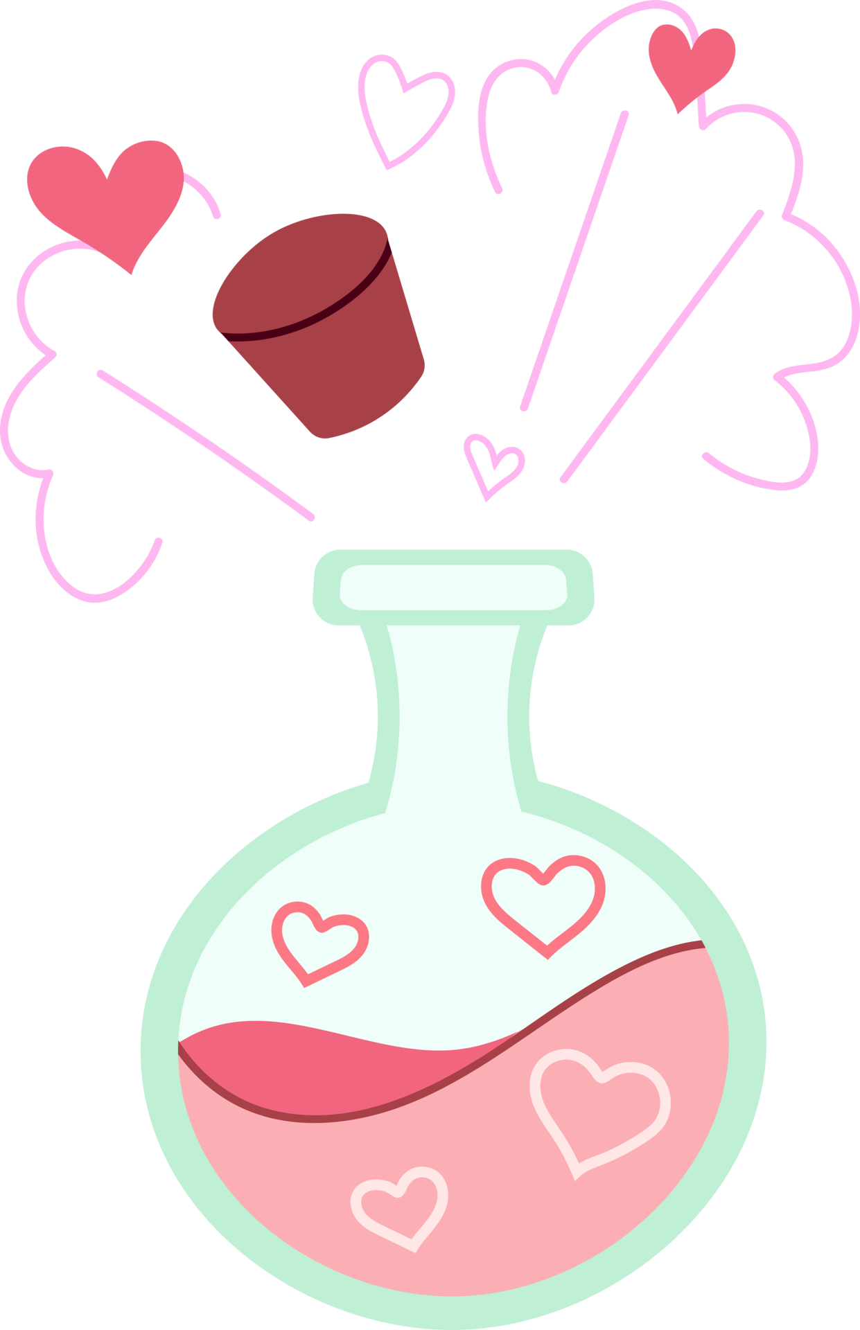 Hand drawn magic love potion bottle with hearts. Doodle in cartoon ...