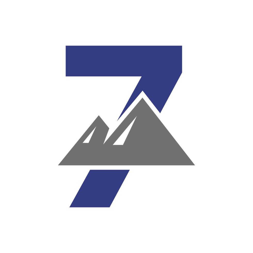 Letter 7 Mount Logo Vector Sign. Mountain Nature Landscape Logo Combine ...