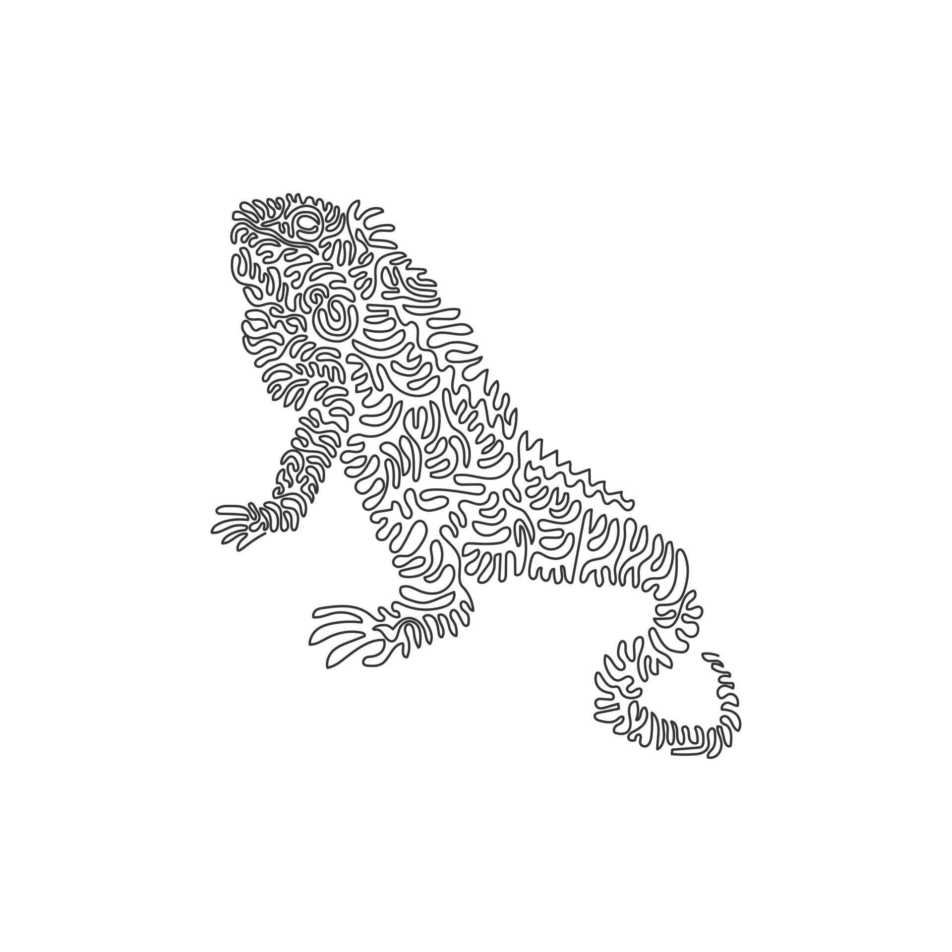 Continuous Curve One Line Drawing Of Adorable Iguana Curve Abstract Art Single Line Editable