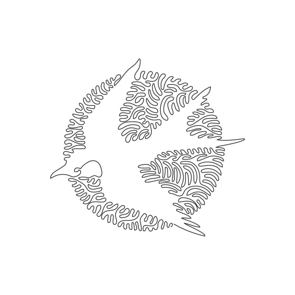 Continuous One Curve Line Drawing Of Adorable Swallow Abstract Art Line In Circle Single Line