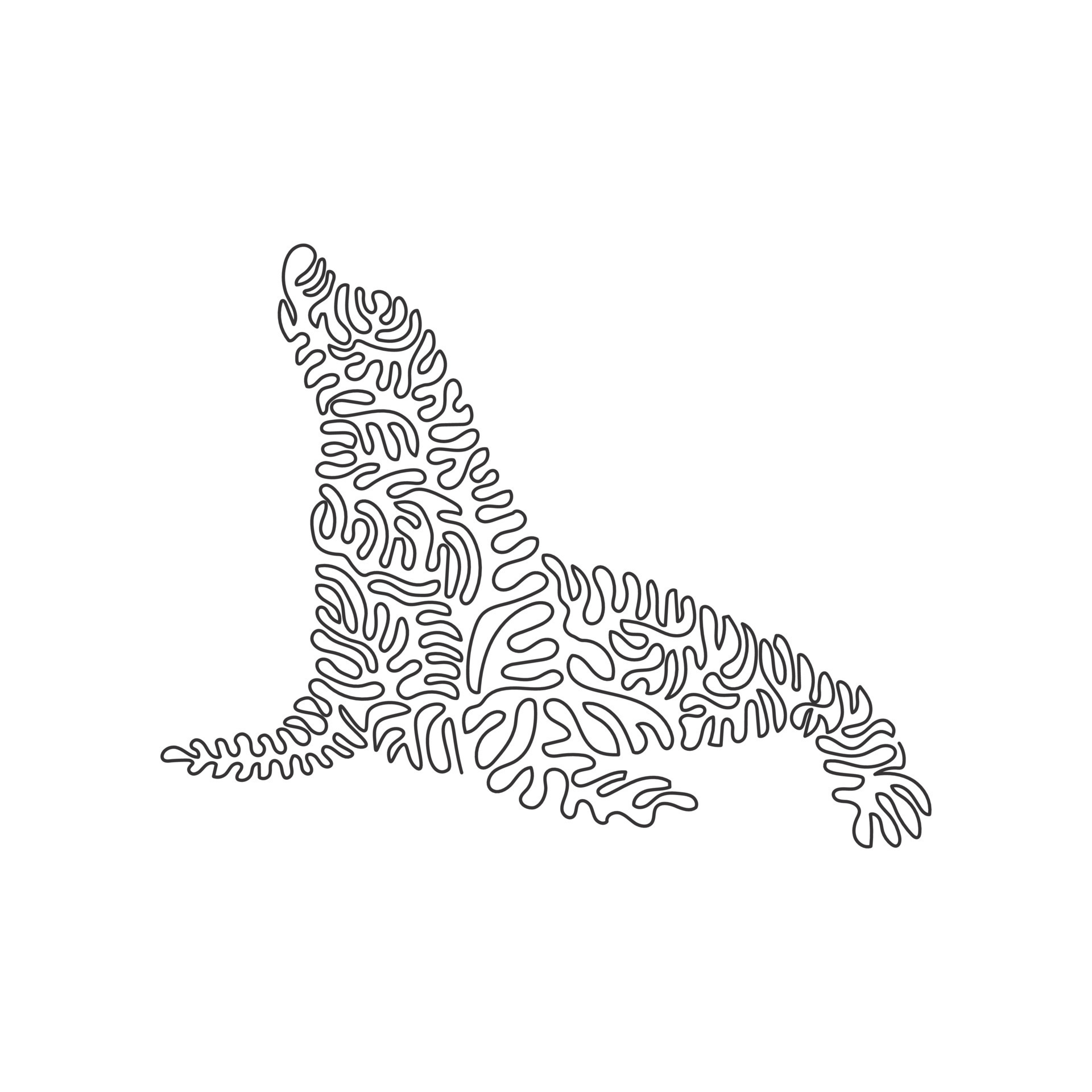 Continuous Curve One Line Drawing Of Cute Sitting Sea Lion Curve Abstract Art Single Line