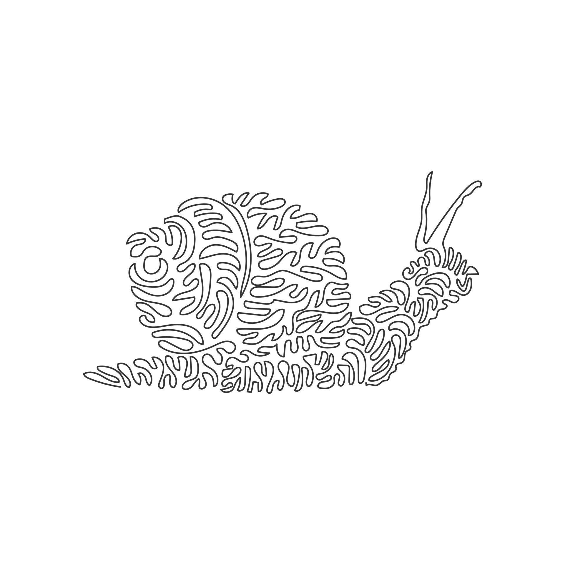 Single one line drawing of adorable snails abstract art. Continuous ...
