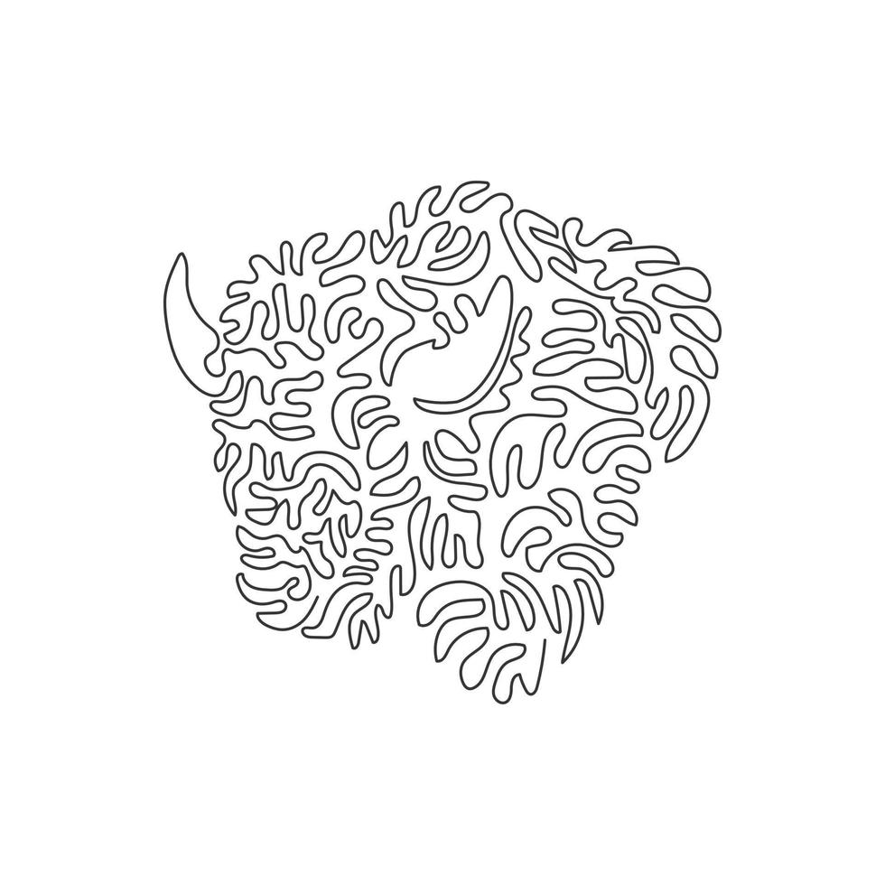 Continuous Curve One Line Drawing Of Aggressive Bison Curve Abstract Art Single Line Editable