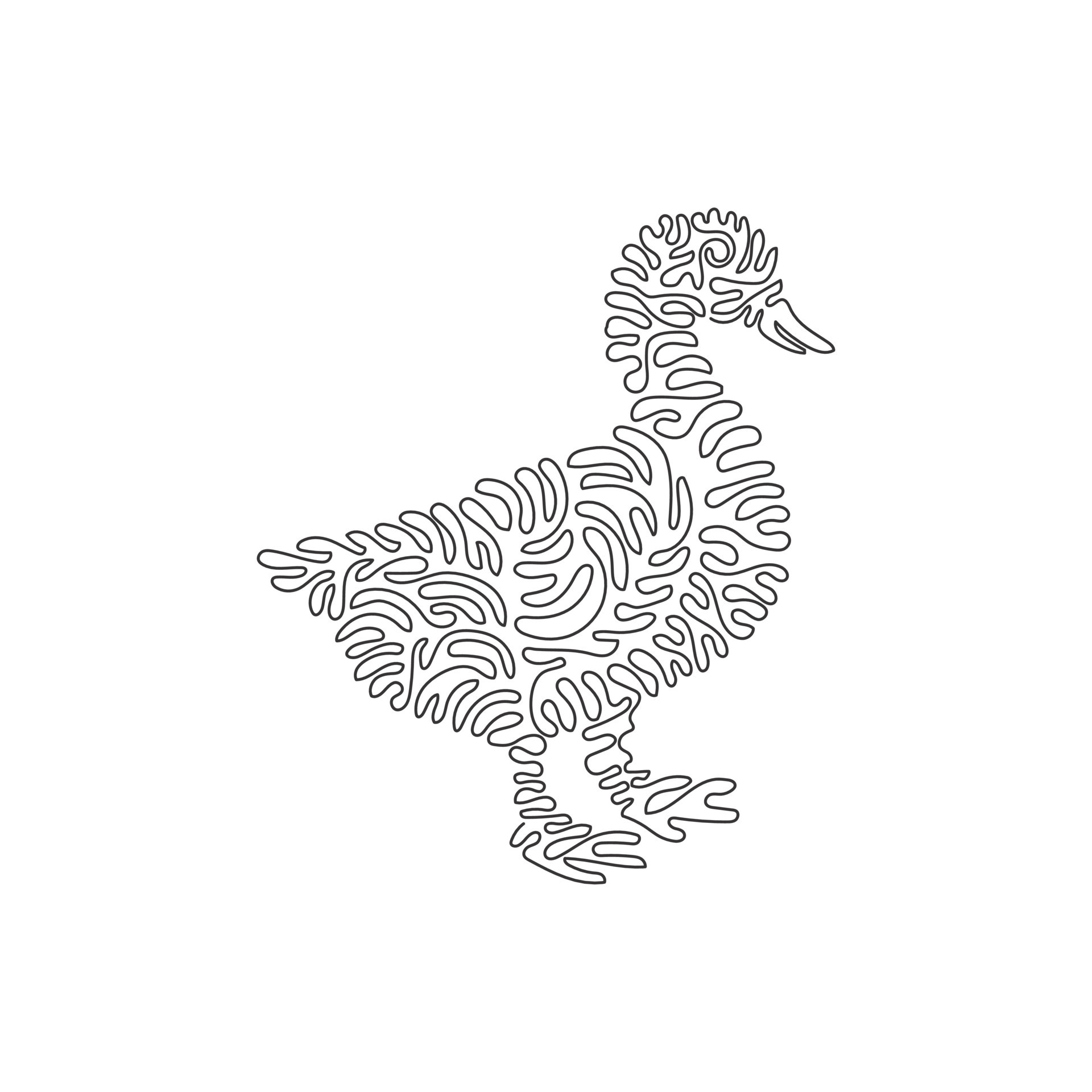 Continuous Curve One Line Drawing Ducks Are Short Necked Curve Abstract Art Single Line